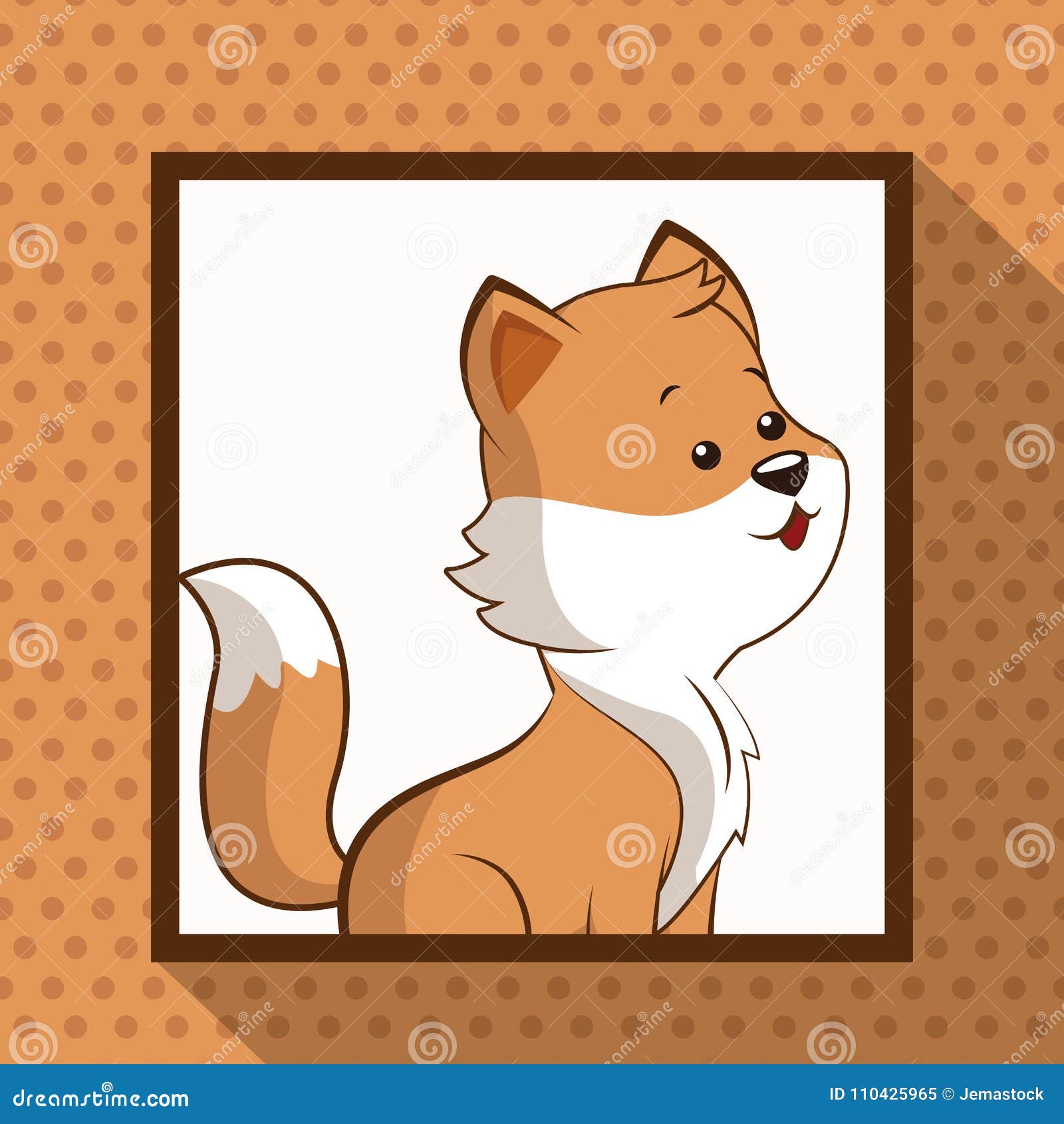 Cute fox frame picture stock vector. Illustration of element - 110425965