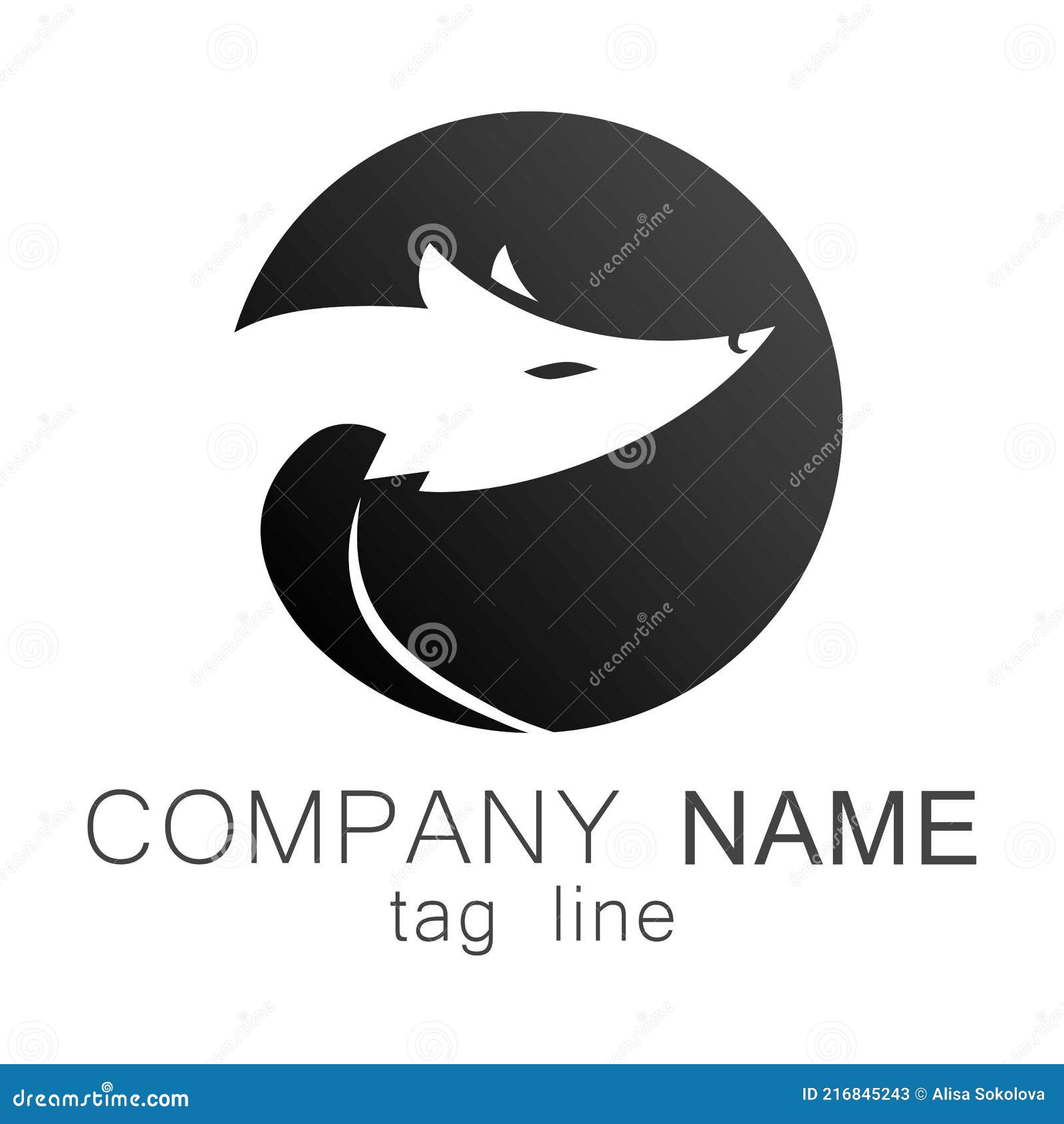 Cute Fox Head in a Circle. Logo Template. Stock Vector - Illustration ...