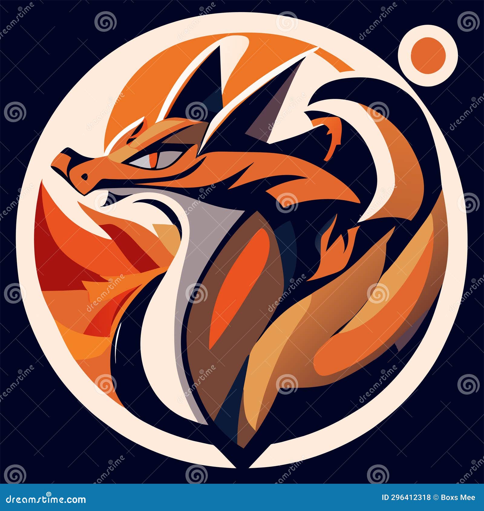 Cute Fox Head in the Circle. Vector Illustration of a Fox Head Stock ...