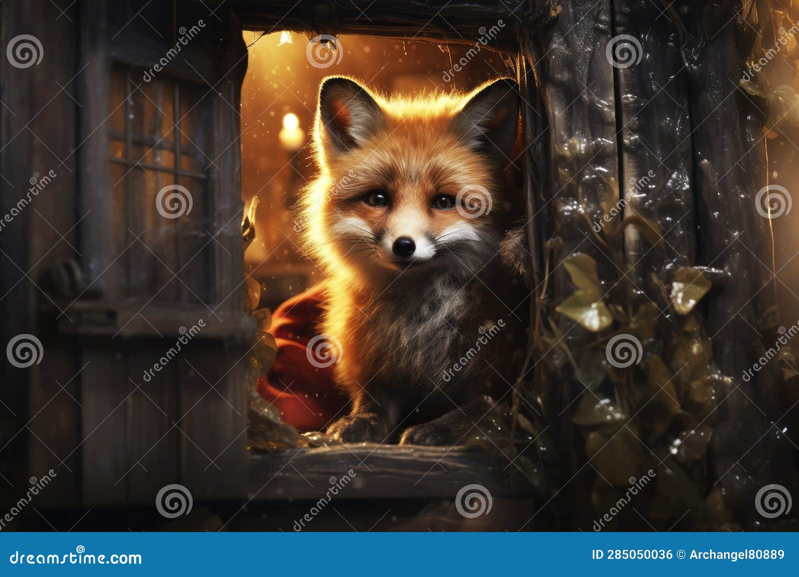 Cute Fox in the House. Generative AI Stock Illustration - Illustration ...