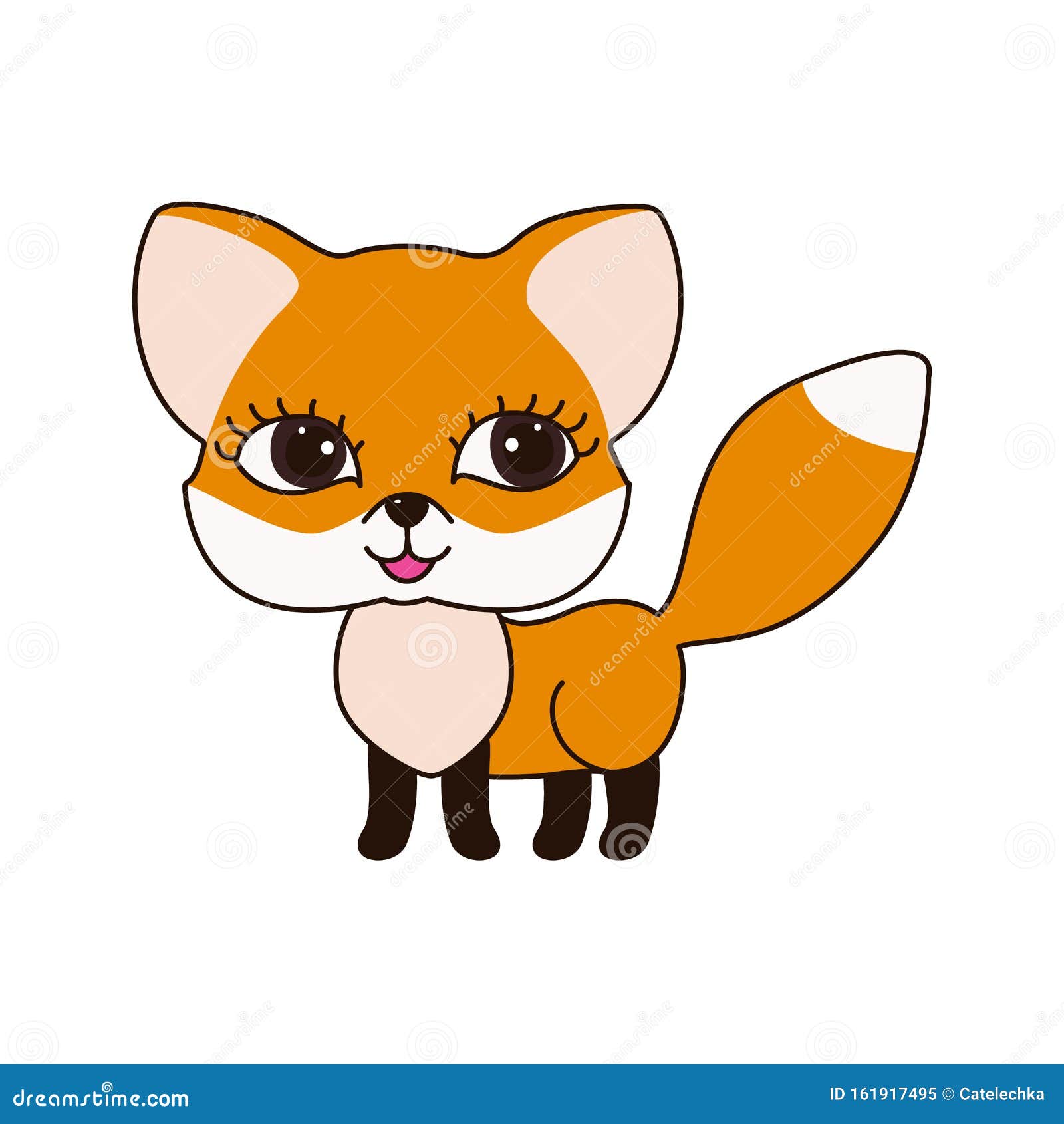 Cute fox smiling. stock vector. Illustration of child - 161917495