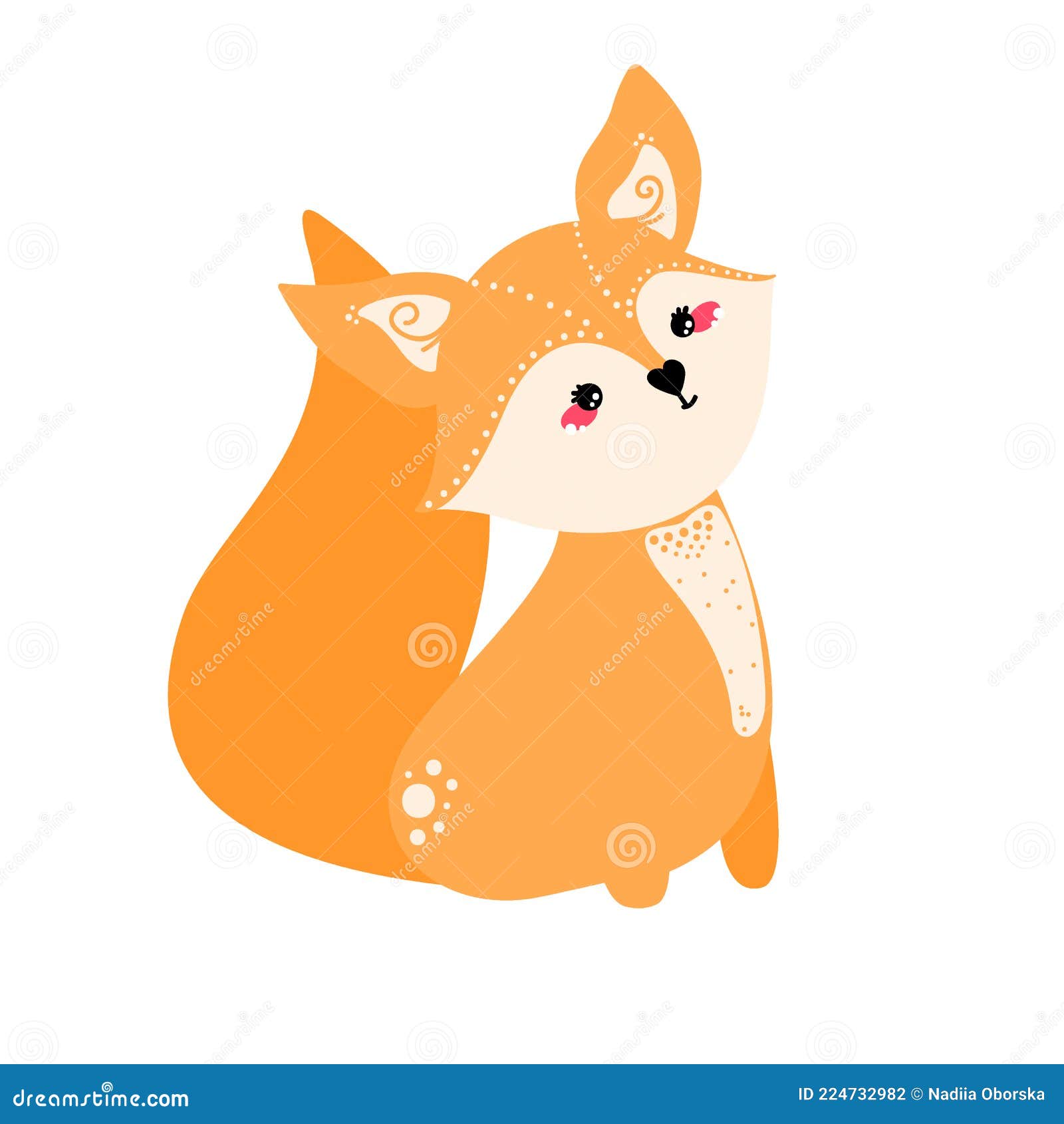 Cute Fox Isolated on White Background. Vector Illustration in a Flat ...