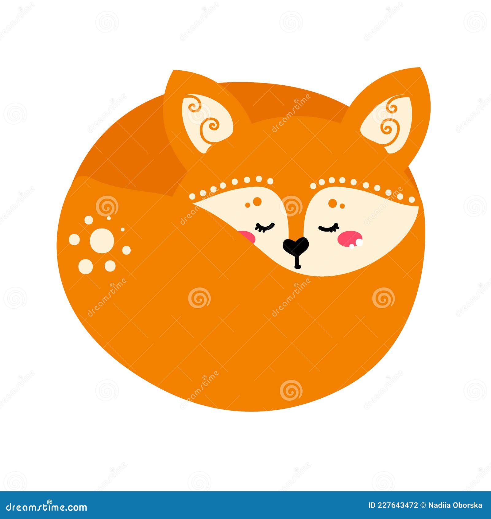 Cute Fox Isolated on White Background. Vector Illustration in a Flat ...