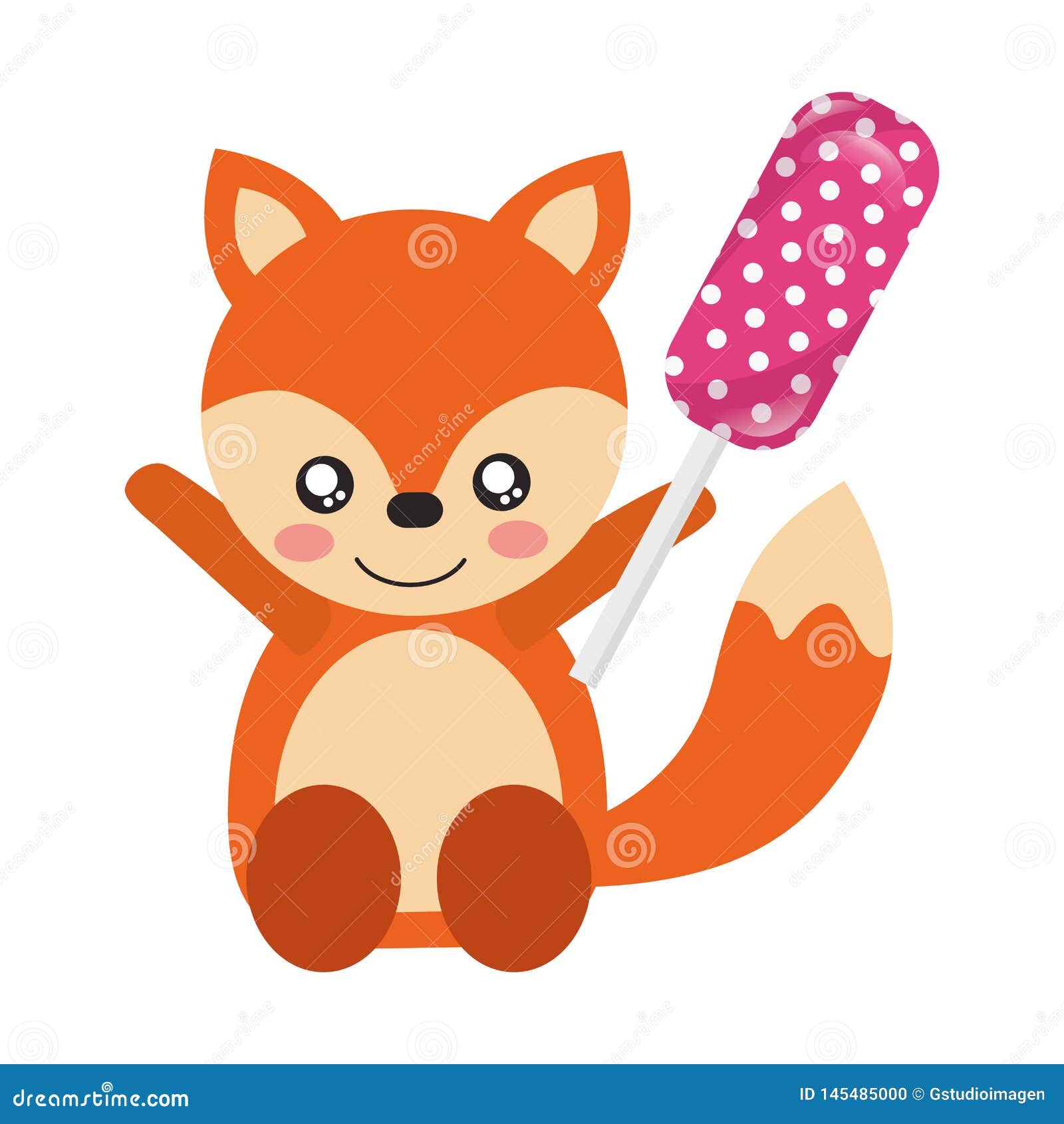 Cute Fox with Lollipop Sweet Candy Stock Vector - Illustration of food ...