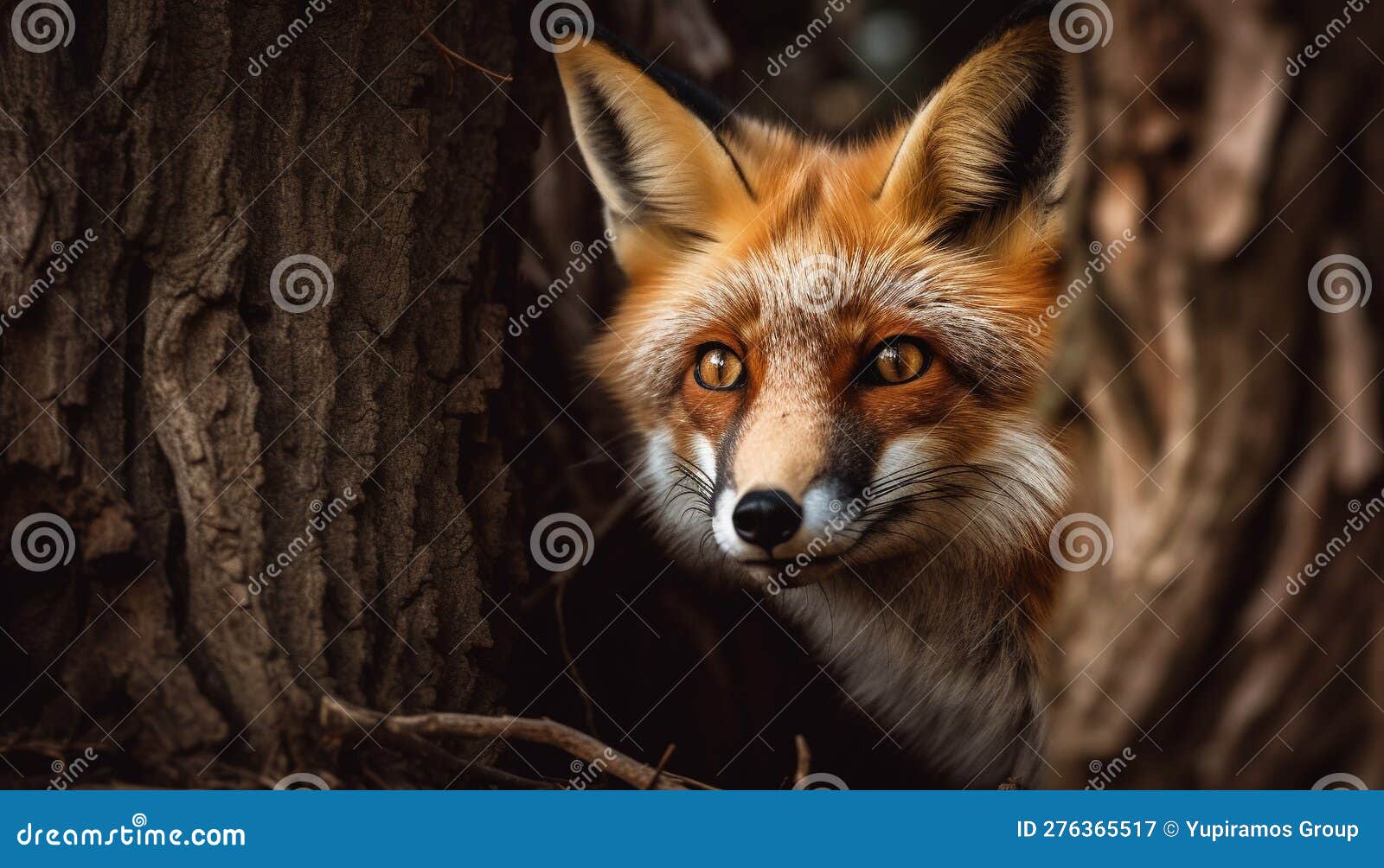 Cute Fox in Nature, Staring at Camera Generated by AI Stock ...