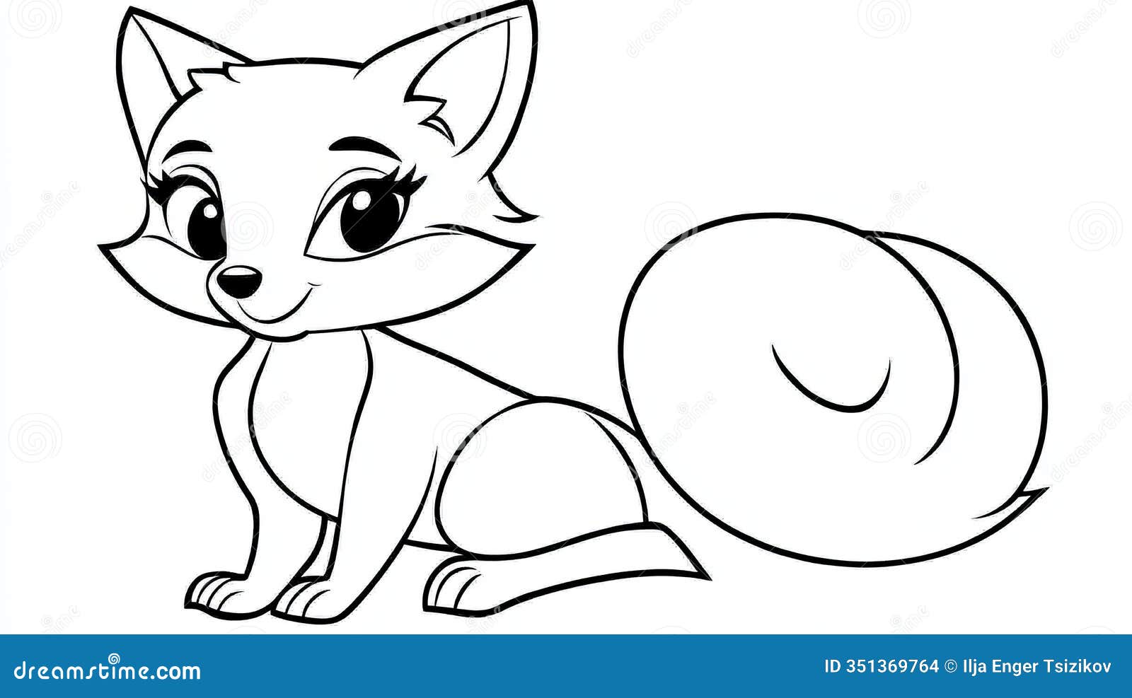Cute Fox Outline Illustration, Coloring Page for Kids, Vector Image on ...