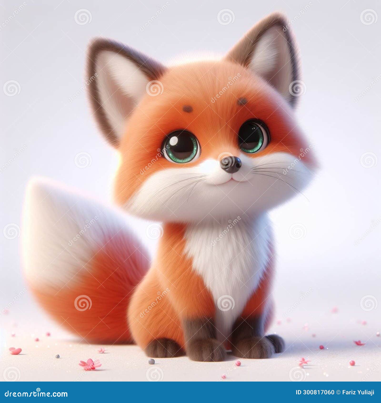 A Realistic 3D Animation Cute Fox with White Background Stock ...