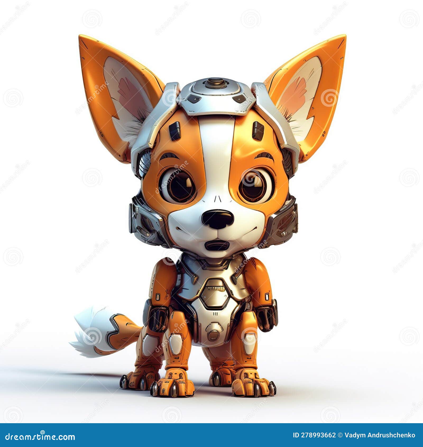 Cute Fox Robot, Robotic Animal Isolated Over White Background. Created ...