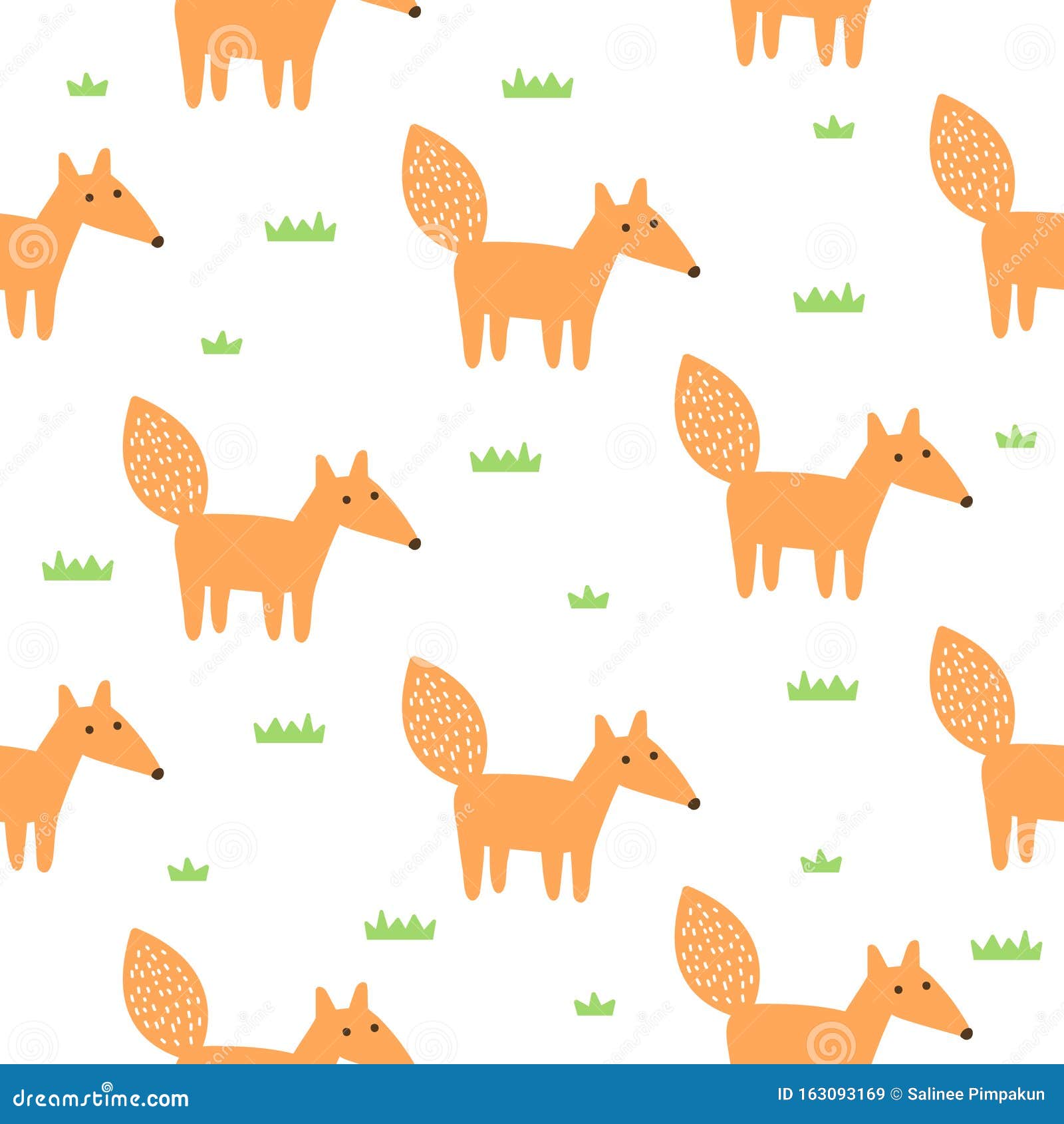 Cute Fox Seamless Pattern Background Stock Vector - Illustration of ...