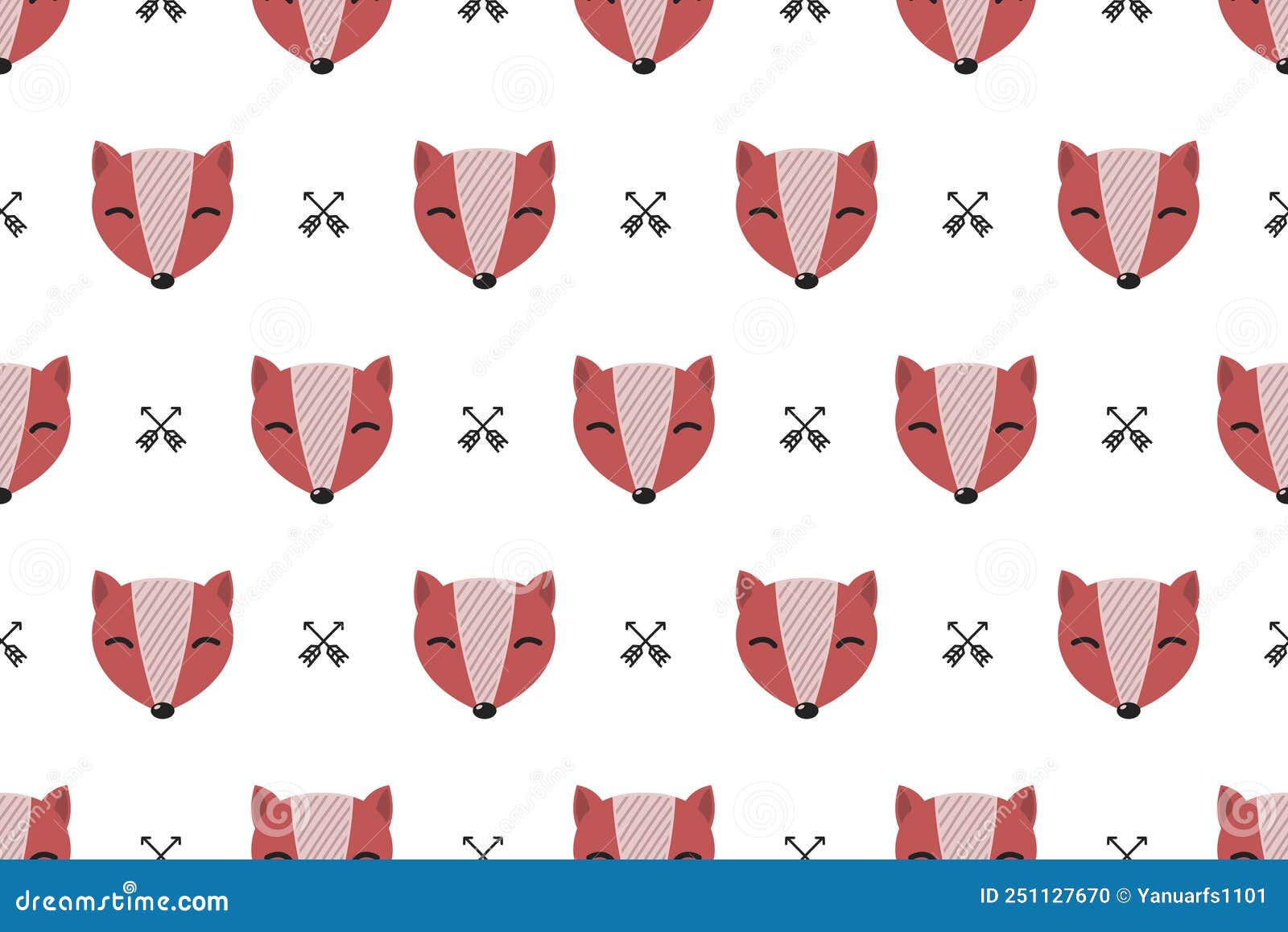 Cute Fox Seamless Pattern Background Stock Vector - Illustration of ...