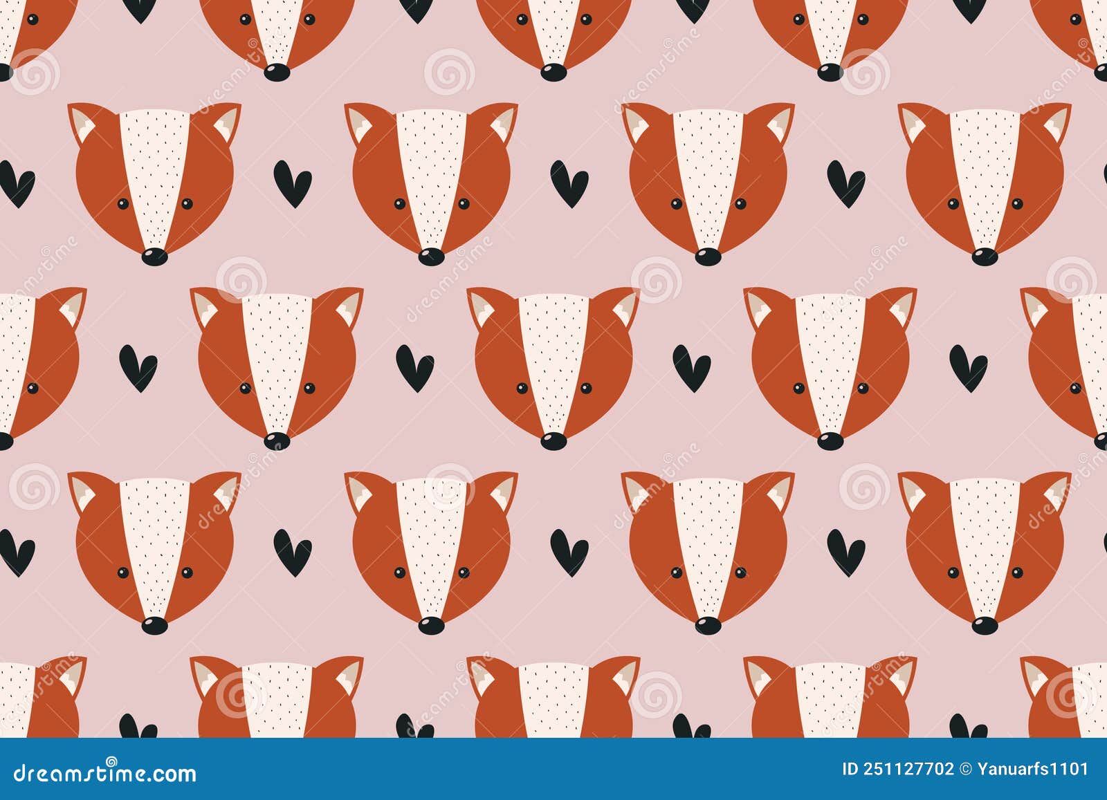 Cute Fox Seamless Pattern Background Stock Vector - Illustration of ...