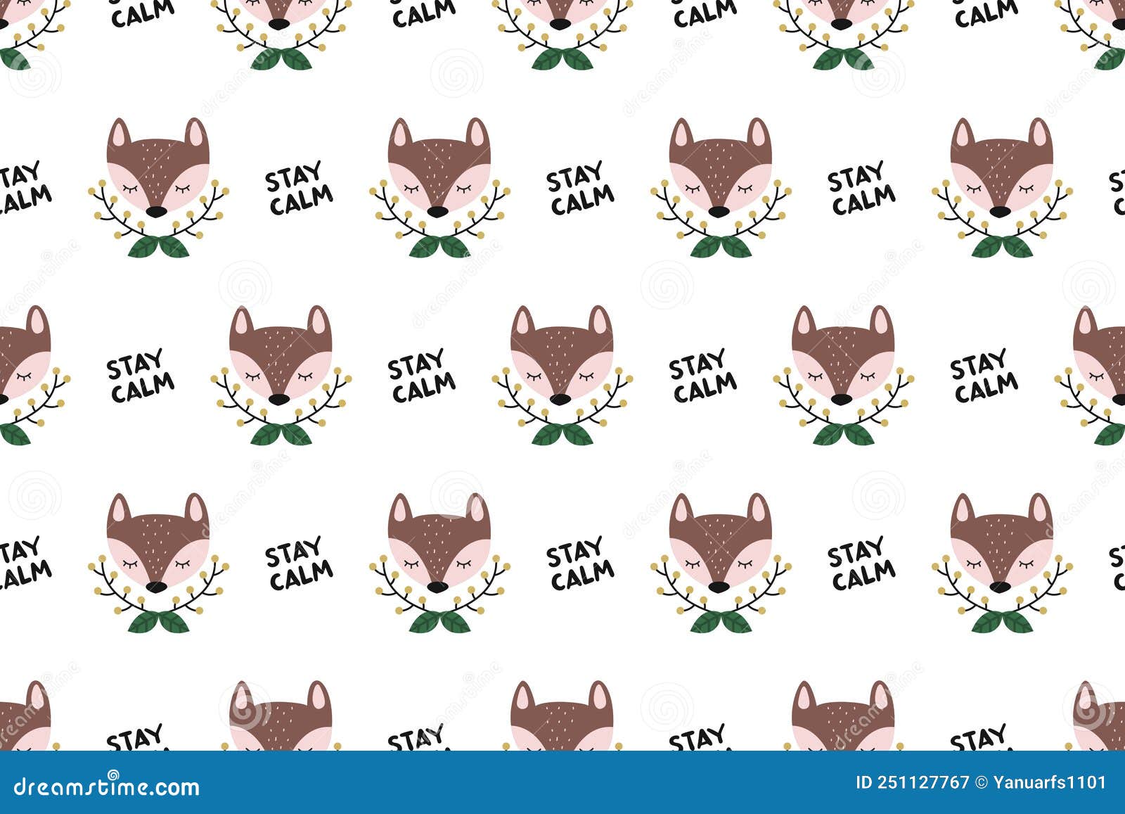 Cute Fox Seamless Pattern Background Stock Vector - Illustration of ...