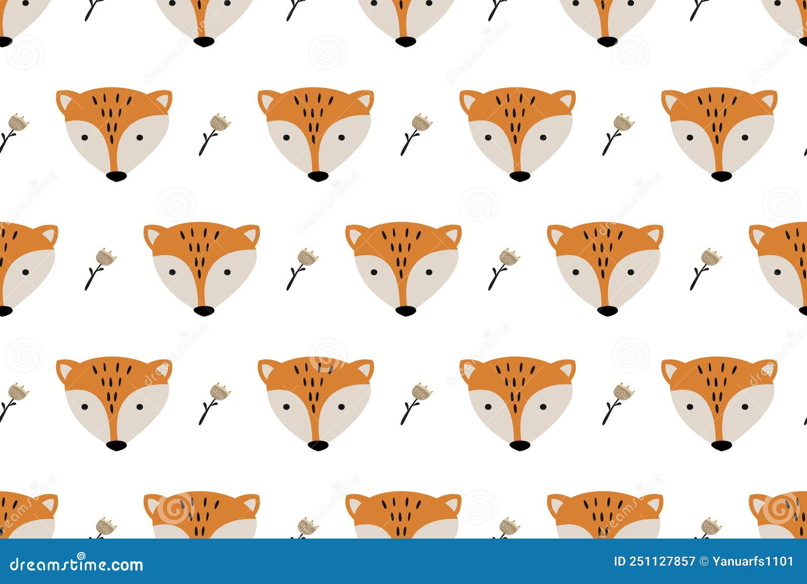 Cute Fox Seamless Pattern Background Stock Vector - Illustration of ...