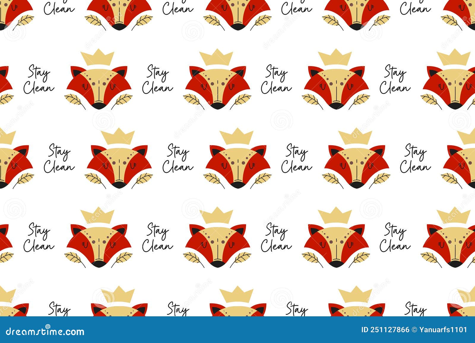 Cute Fox Seamless Pattern Background Stock Vector - Illustration of ...