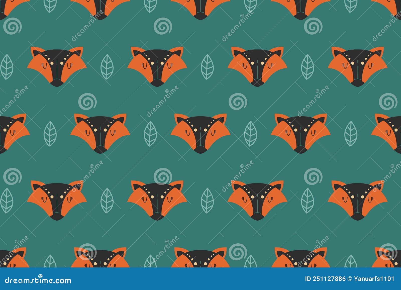 Cute Fox Seamless Pattern Background Stock Vector - Illustration of ...