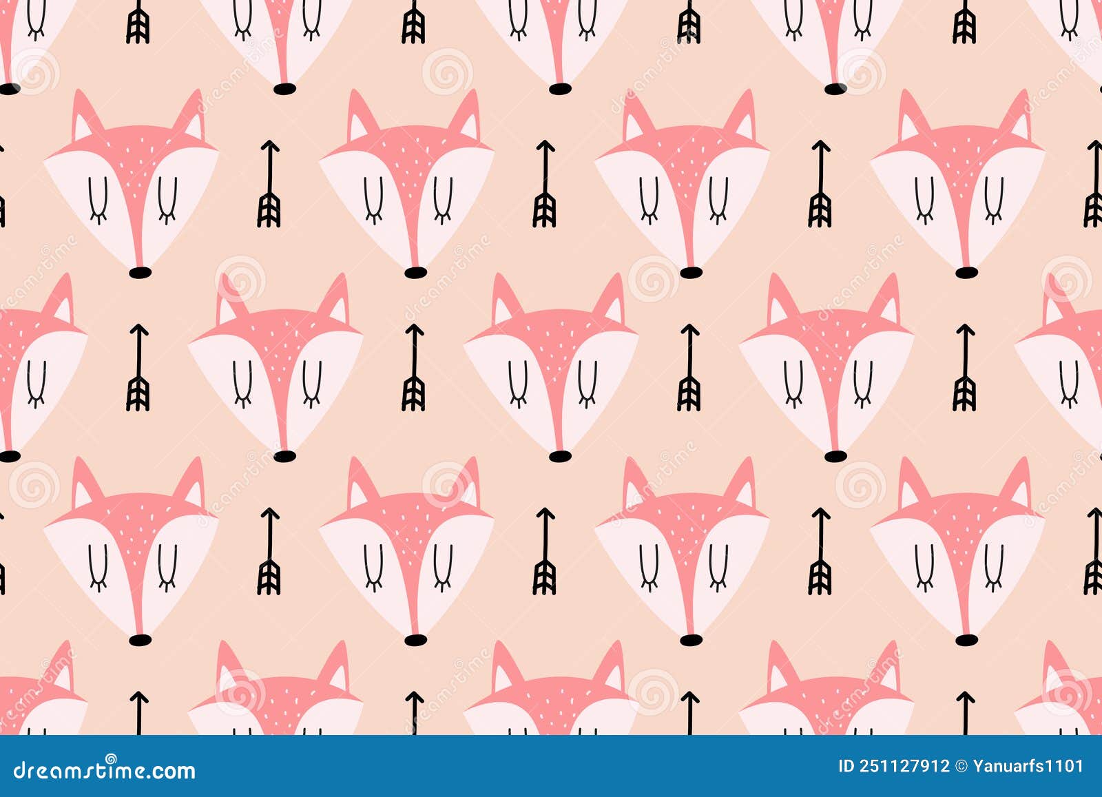 Cute Fox Seamless Pattern Background Stock Vector - Illustration of ...