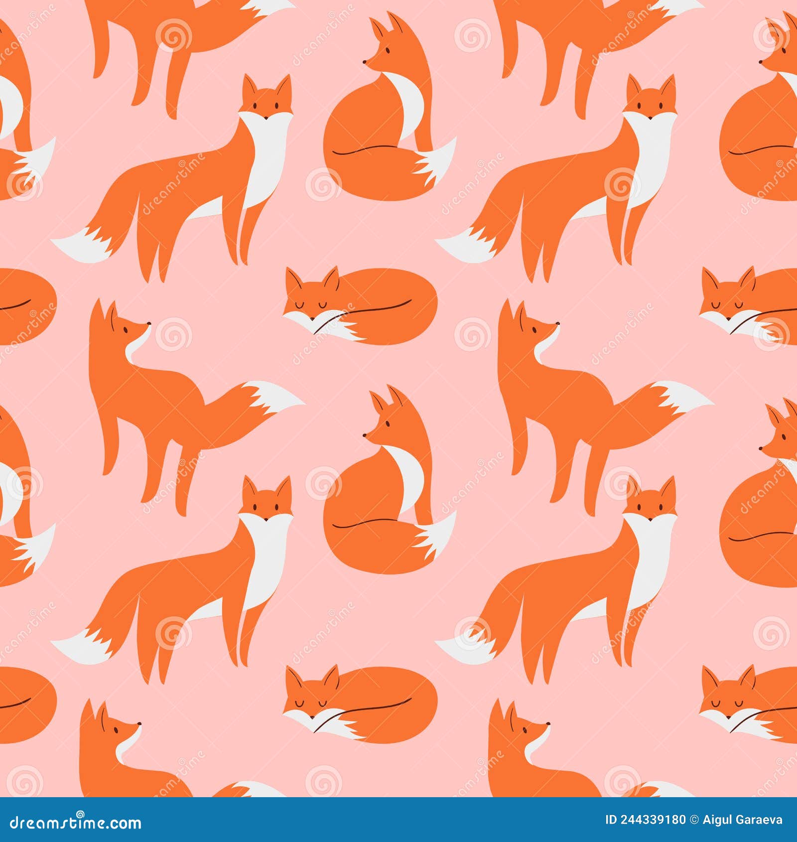 Cute fox seamless pattern stock vector. Illustration of sitting - 244339180