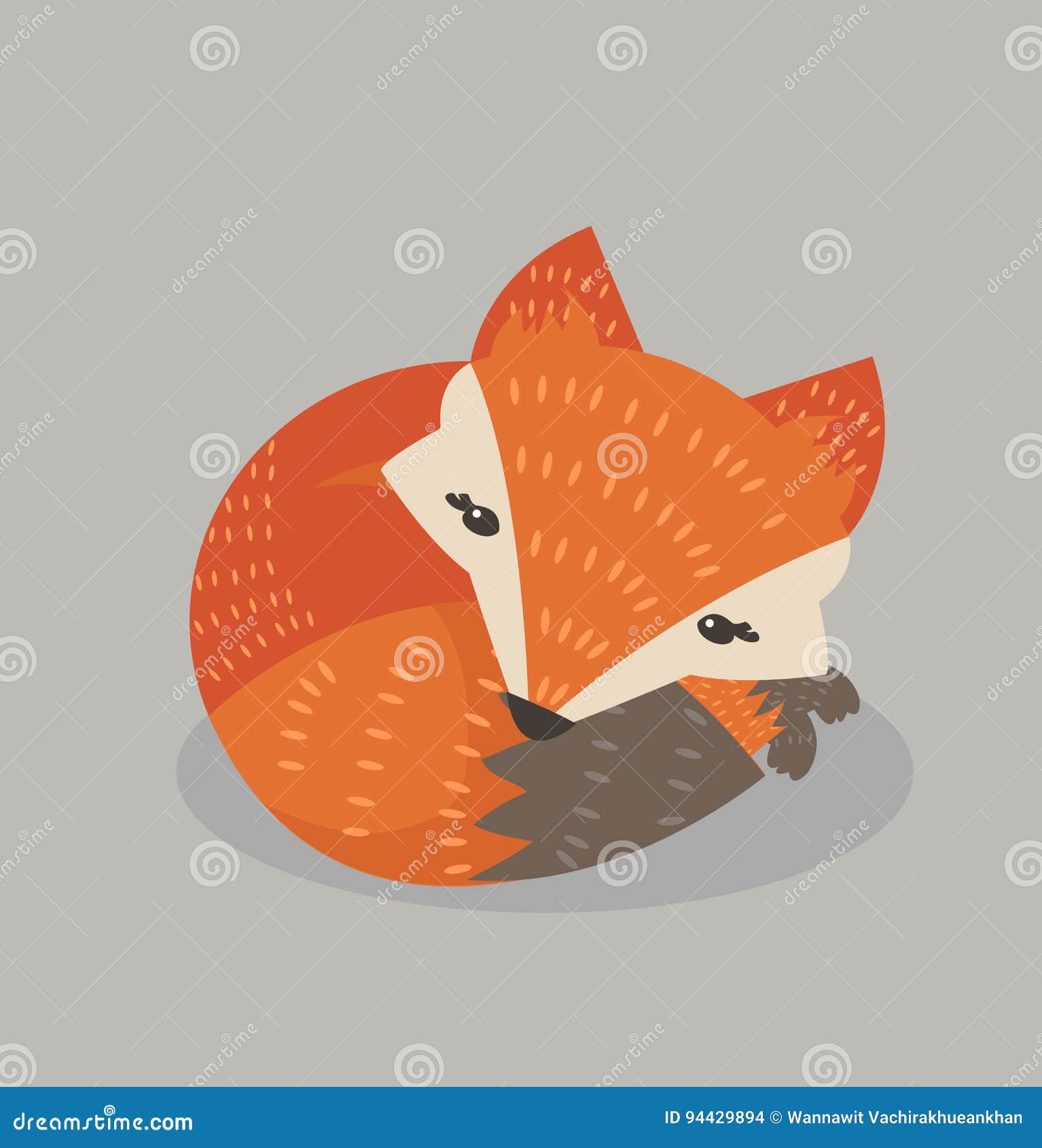 Cute fox sleep stock vector. Illustration of doodle, cartoon - 94429894