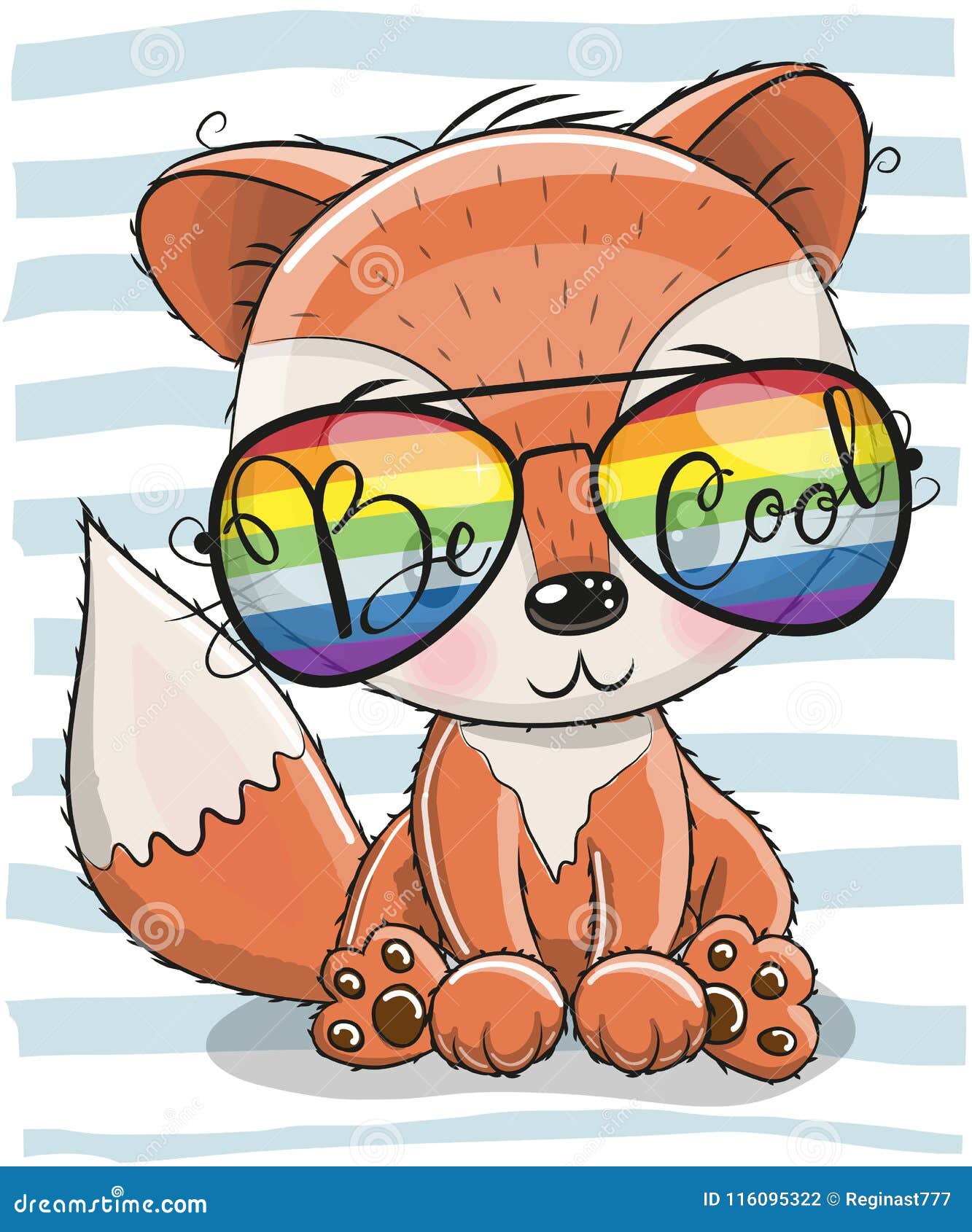 Cute Fox with sun glasses stock vector. Illustration of animal - 116095322