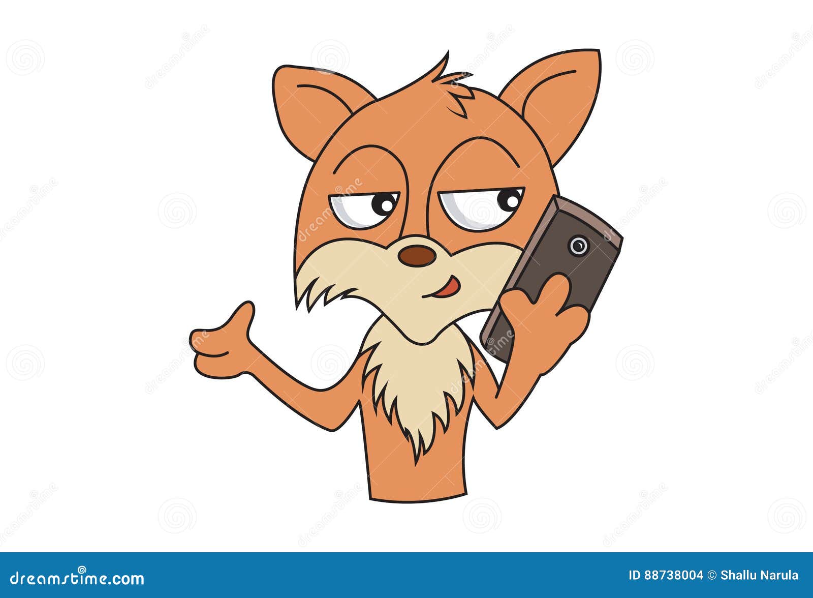 Cute Fox Talking on the Phone. Stock Illustration - Illustration of ...