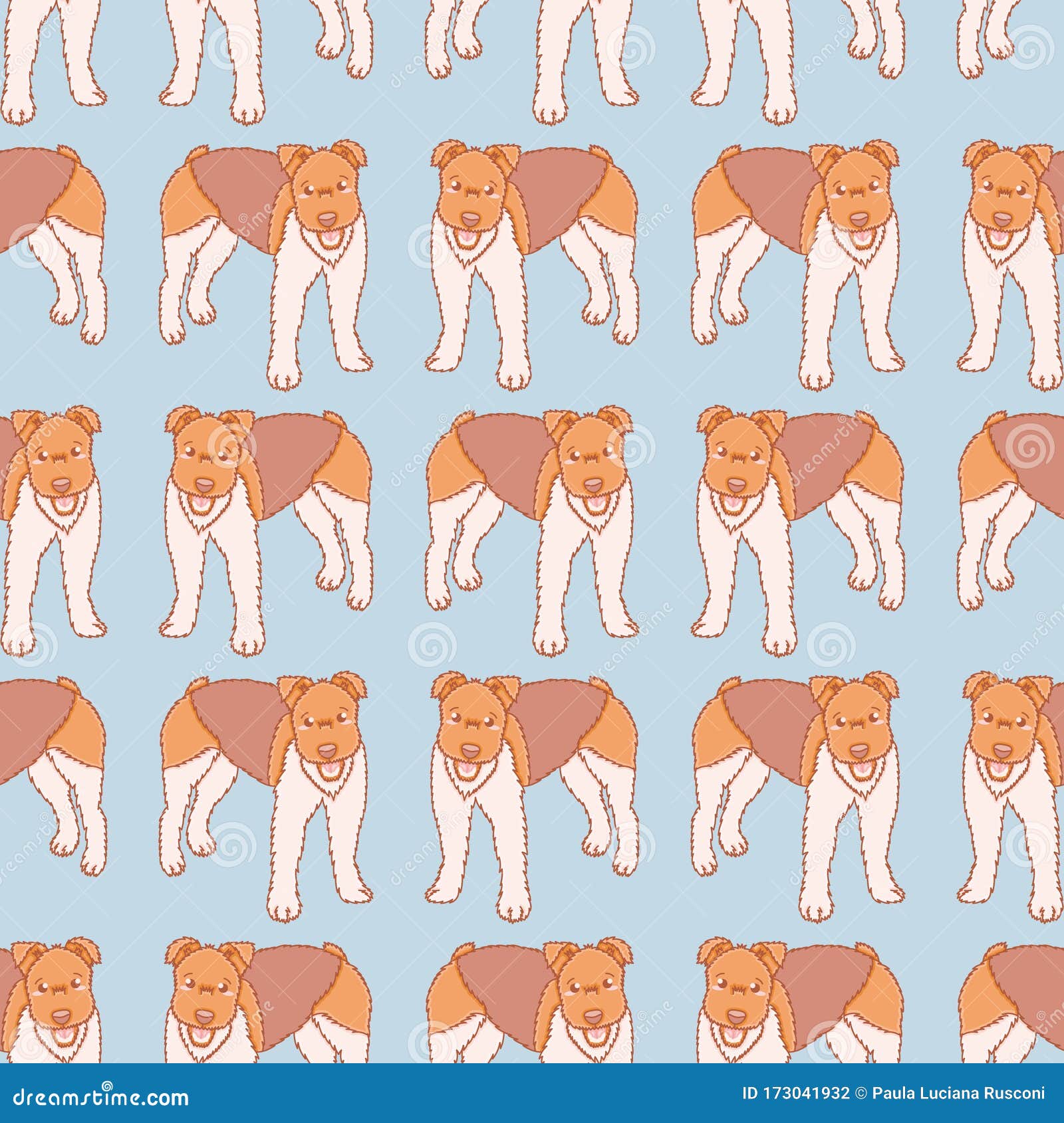 Cute Fox Terrier Dog Seamless Vector Pattern Stock Vector ...