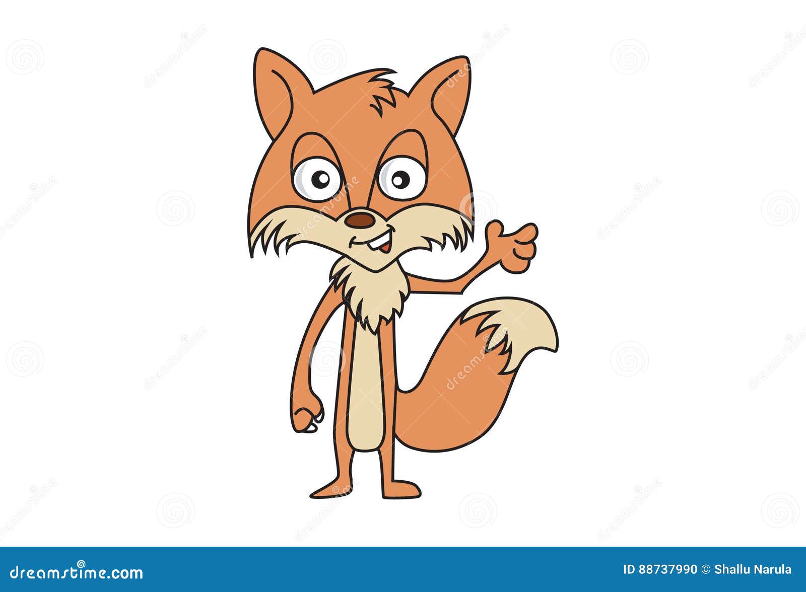 Cute Fox Waving Hand and Smiling. Stock Illustration - Illustration of ...