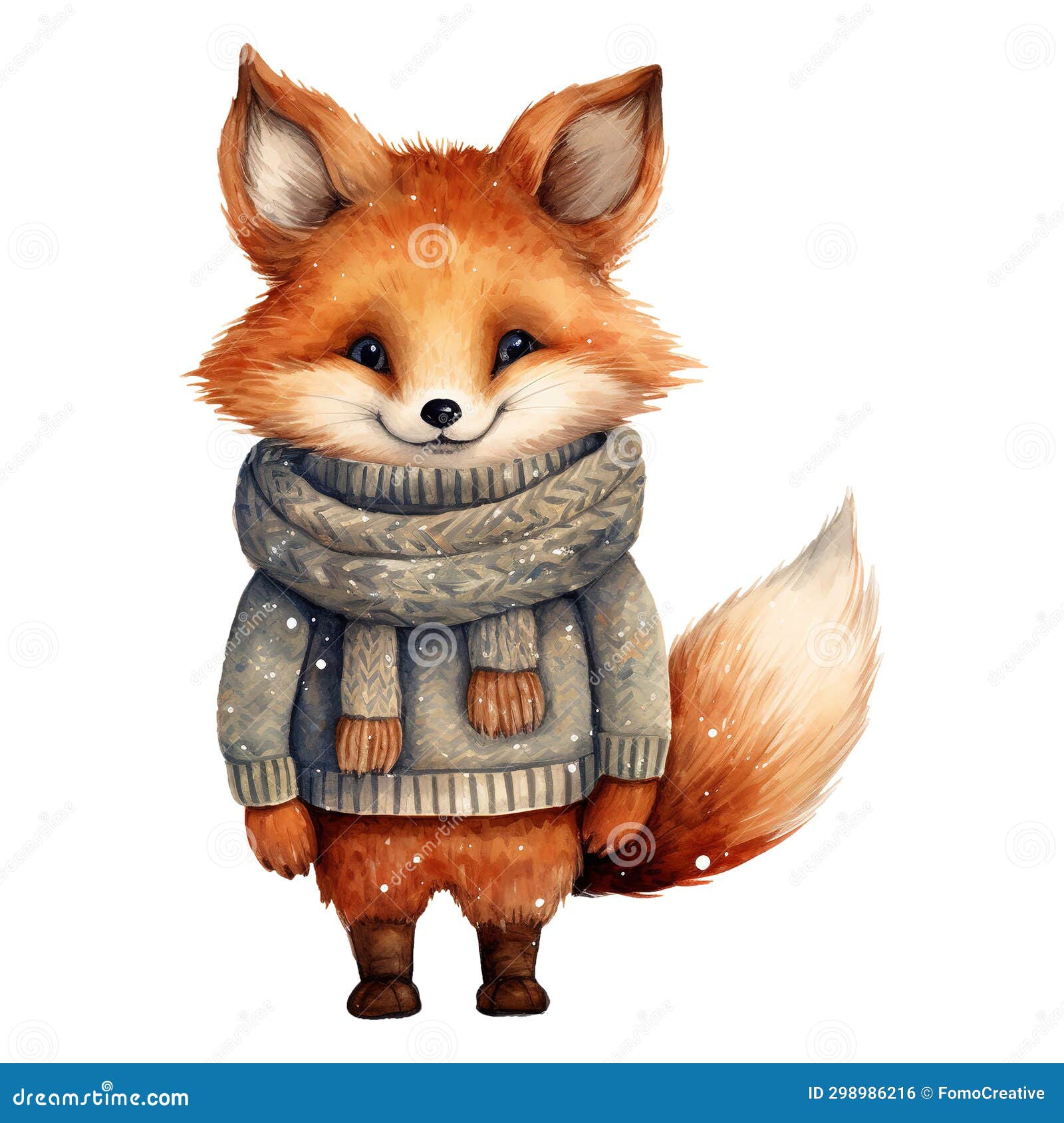 Cute fox wearing a sweater stock illustration. Illustration of playful ...