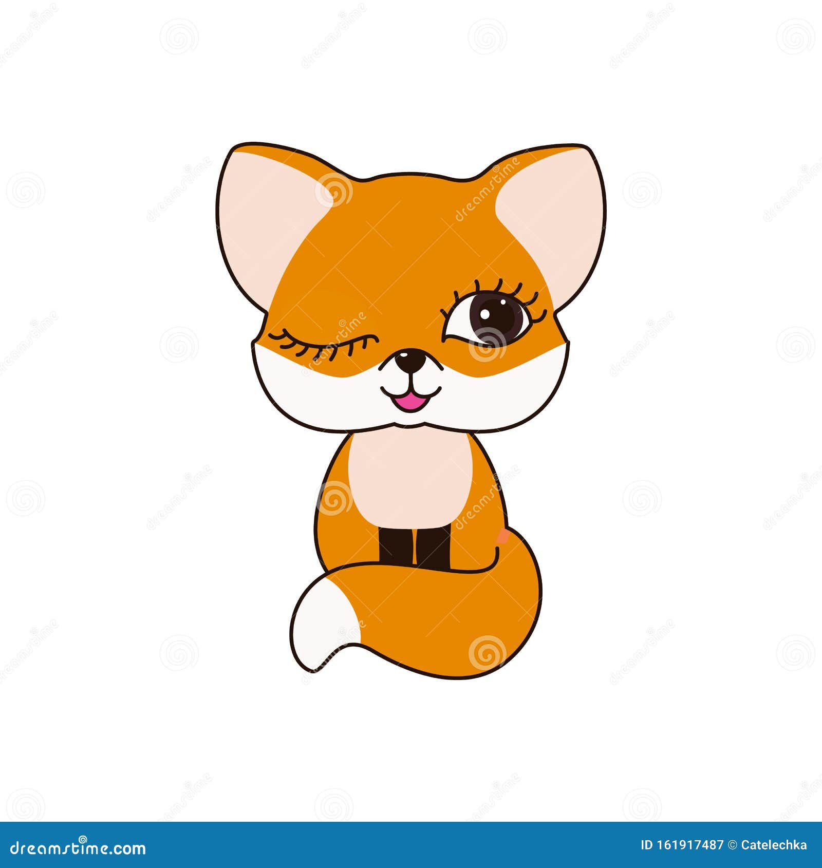 Cute Fox Winking and Smiling. Stock Vector - Illustration of isolated ...