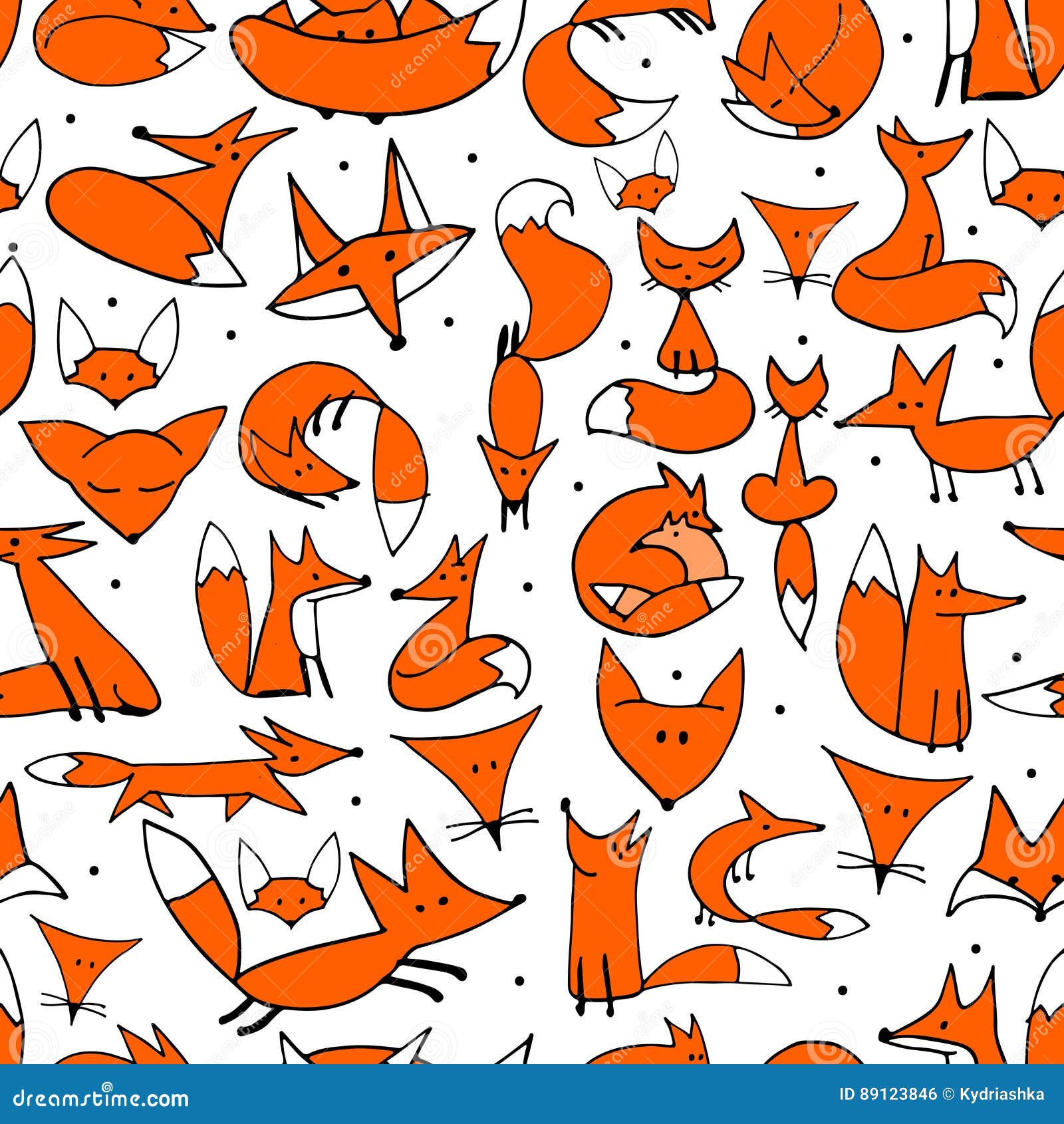 Cute Foxes Seamless Pattern for Your Design Stock Vector - Illustration ...