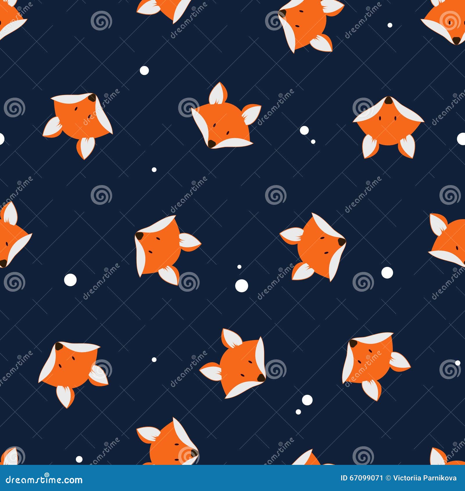 Cute Foxes Seamless Vector Pattern. Vector Cute Cartoon Fox Seam Stock ...