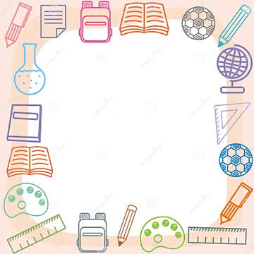 Cute Frame Background with School and Student Theme Stock Vector ...