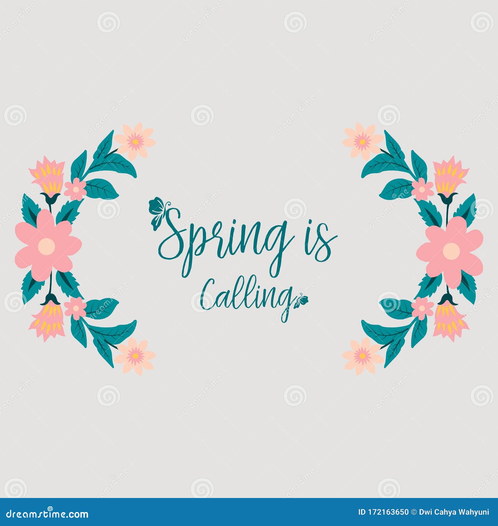 Cute Frame with Beautiful Leaf Wreath, for Spring Calling Poster Design ...