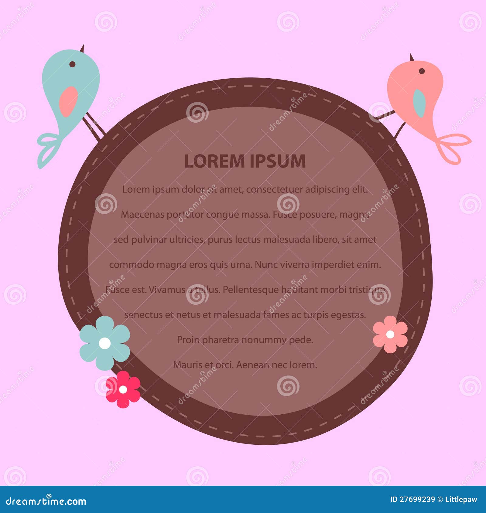 Cute Frame with Birds and Flowers Stock Vector - Illustration of ...