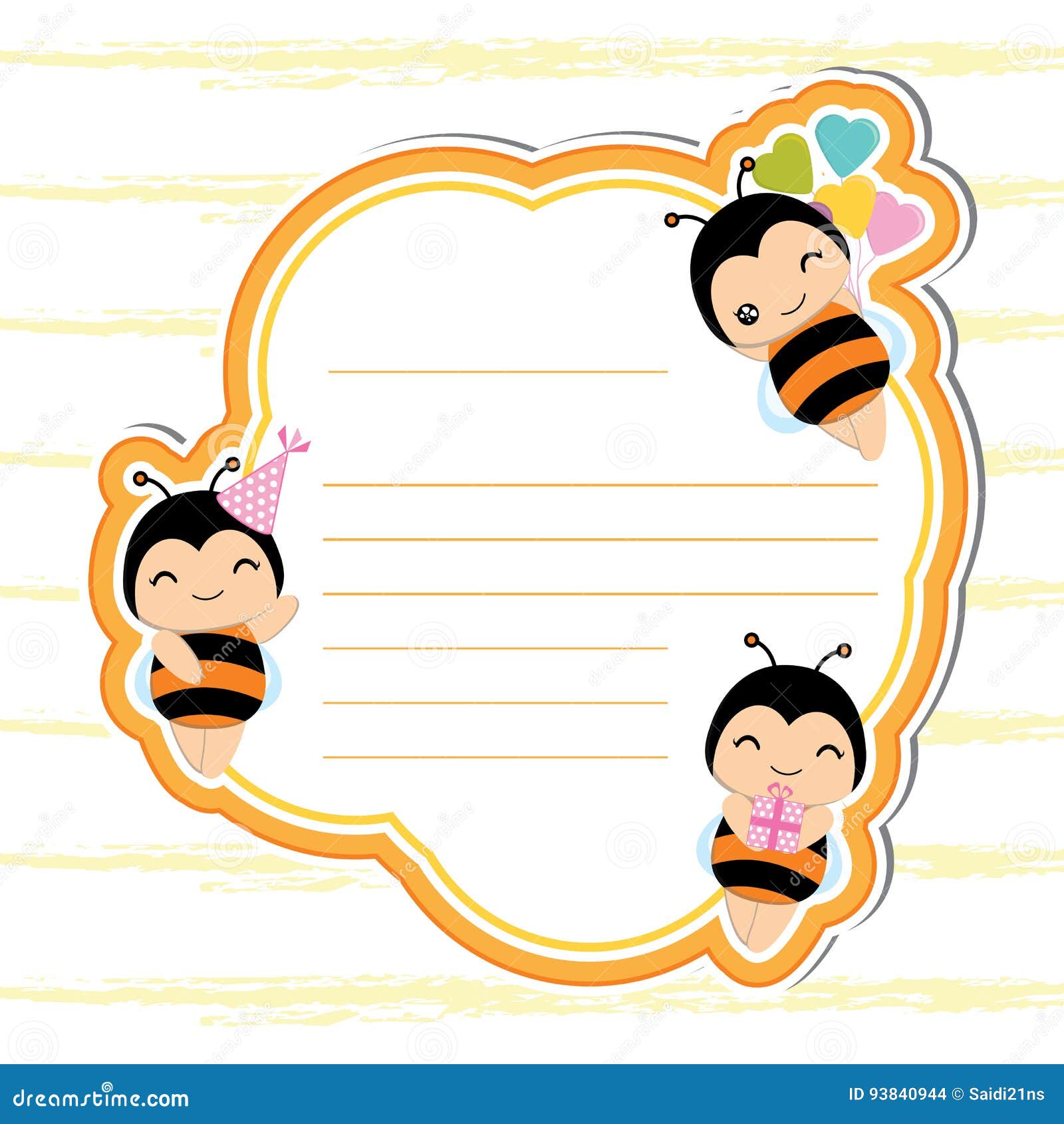 Cute Frame with Cute Bees on Orange Frame Suitable for Birthday ...