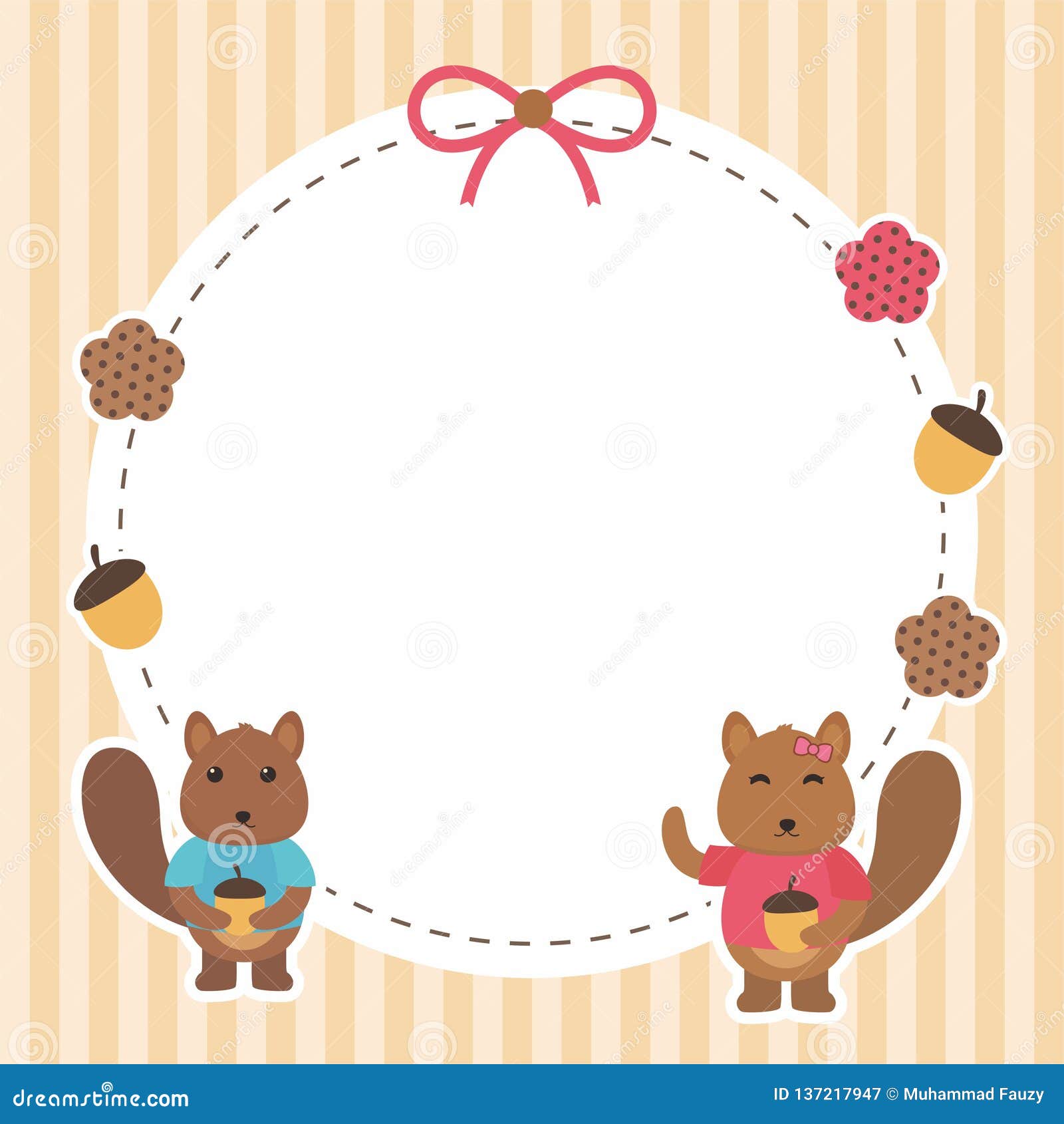 Cute Frame Design with Squirrel Cartoon Vector Stock Vector ...