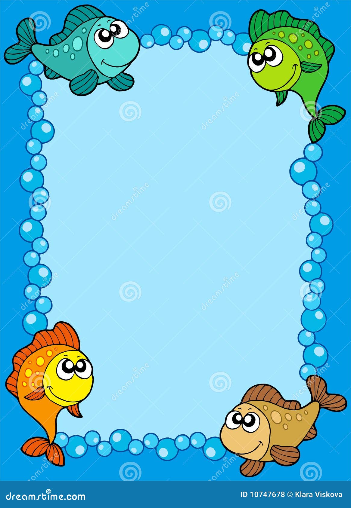 Cute Frame with Fishes and Bubbles Stock Vector - Illustration of ...