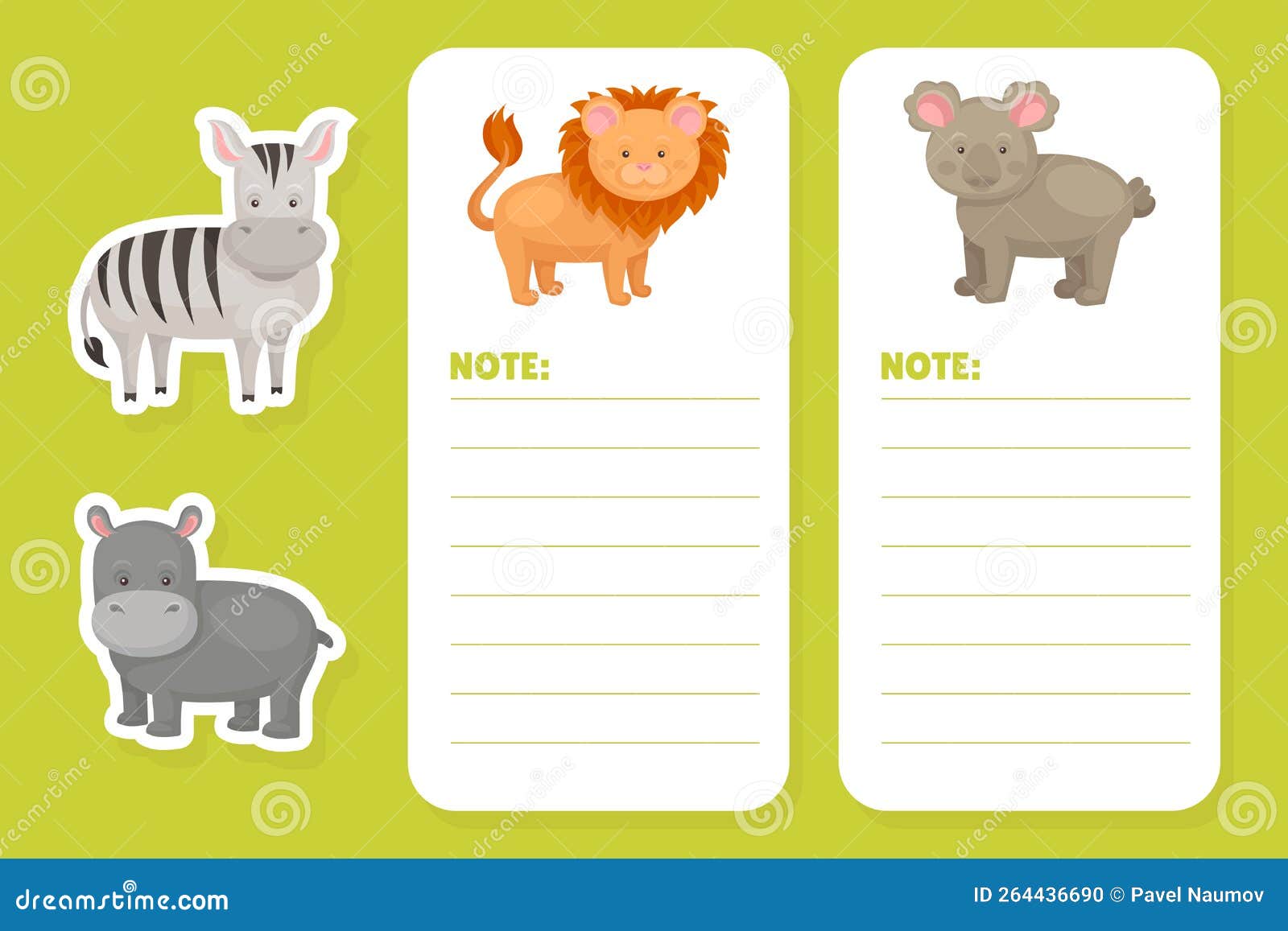 Cute Frame for Notes with Animals Vector Template Stock Illustration ...