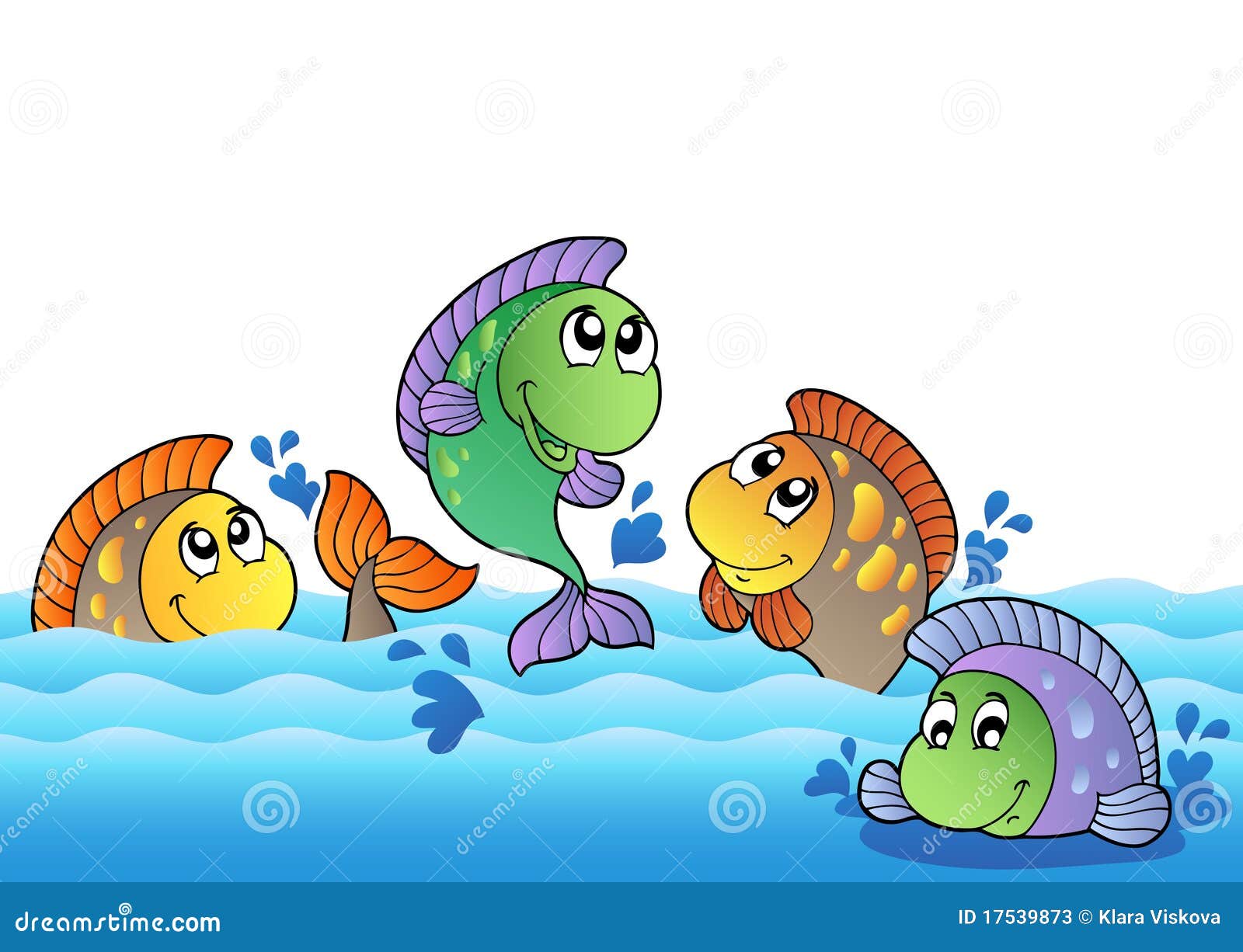 Cute Freshwater Fishes In River Cartoon Vector | CartoonDealer.com ...