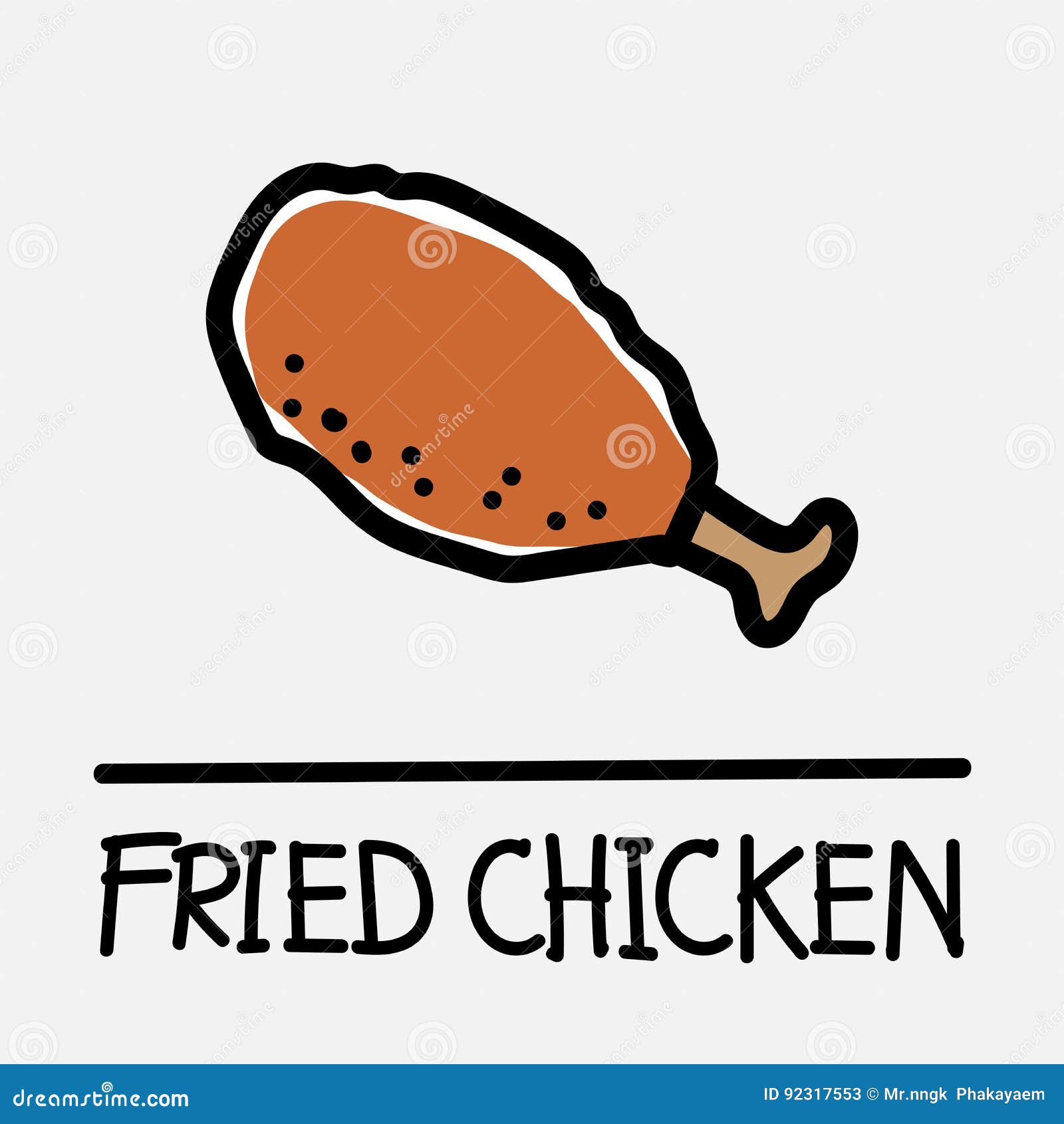 Cute Fried Chicken Hand-drawn Style, Vector Illustration. Stock Vector ...