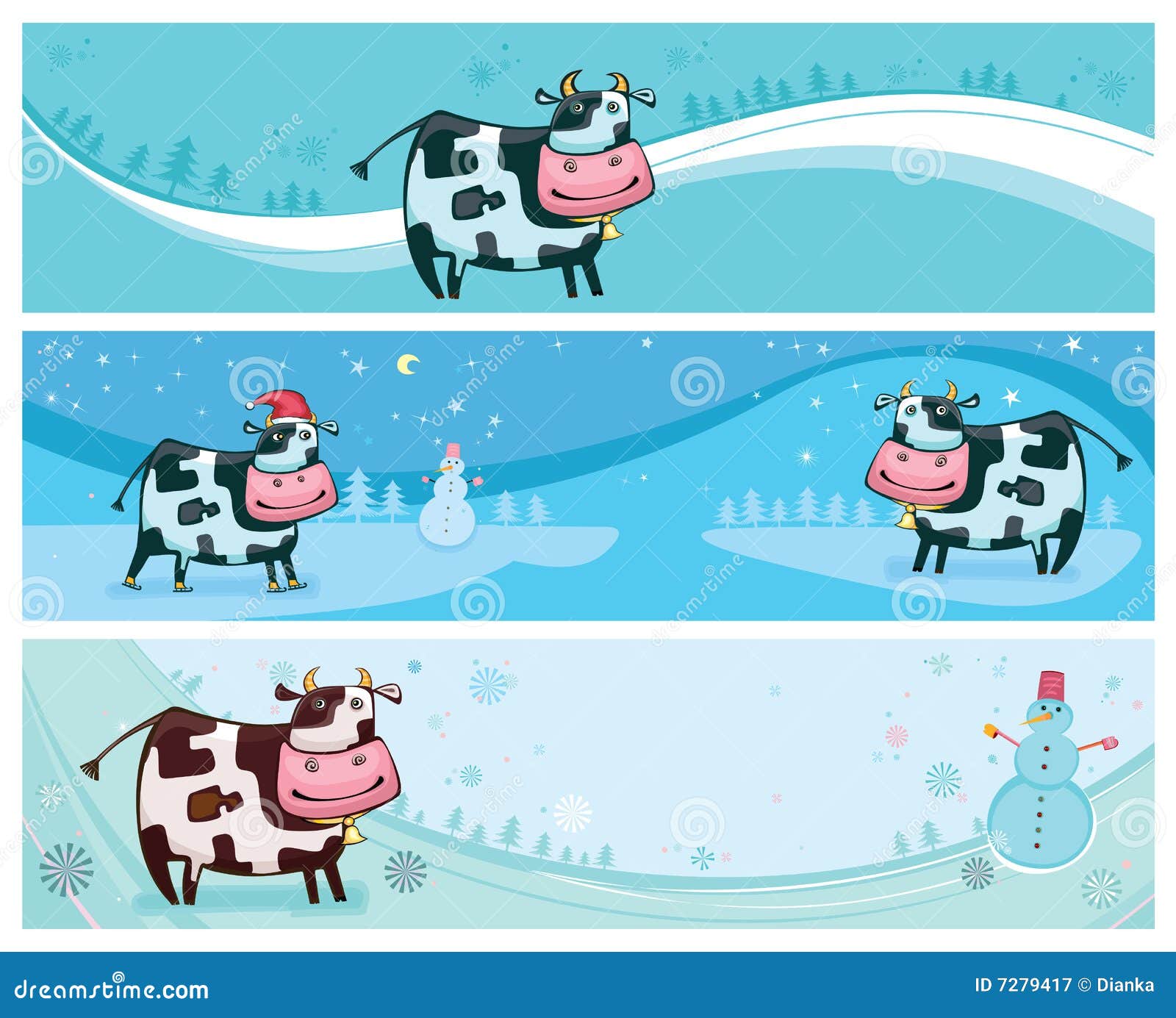Cute friendly cows banners stock vector. Illustration of cute - 7279417