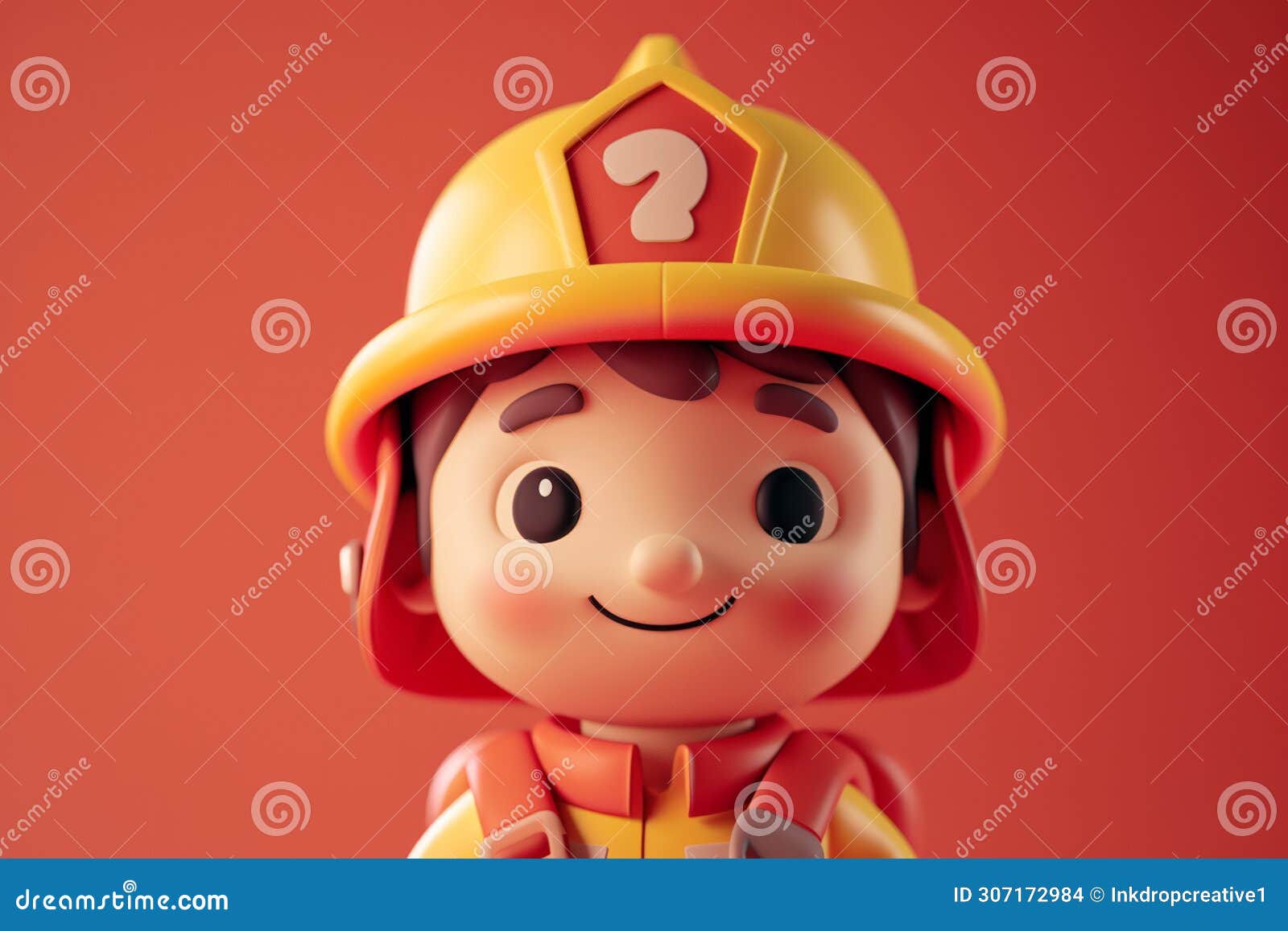 A Cute Friendly 3d Fire Fighter Character. 3D Rendering Style ...
