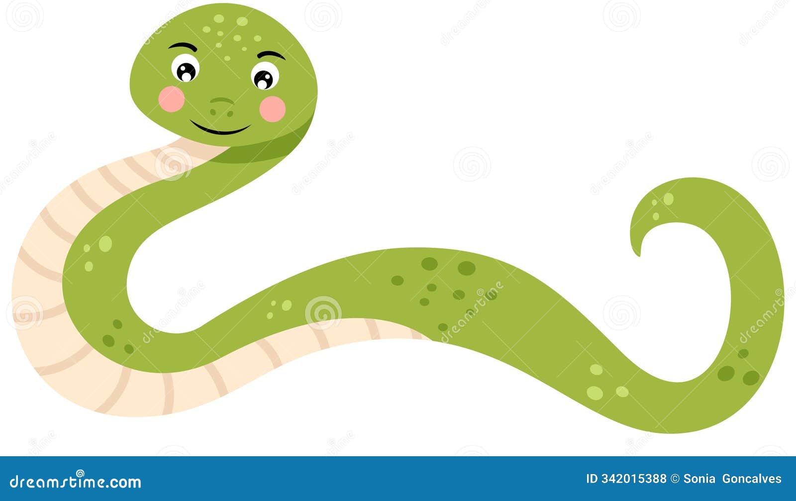 Cute and Friendly Green Snake Stock Illustration - Illustration of ...