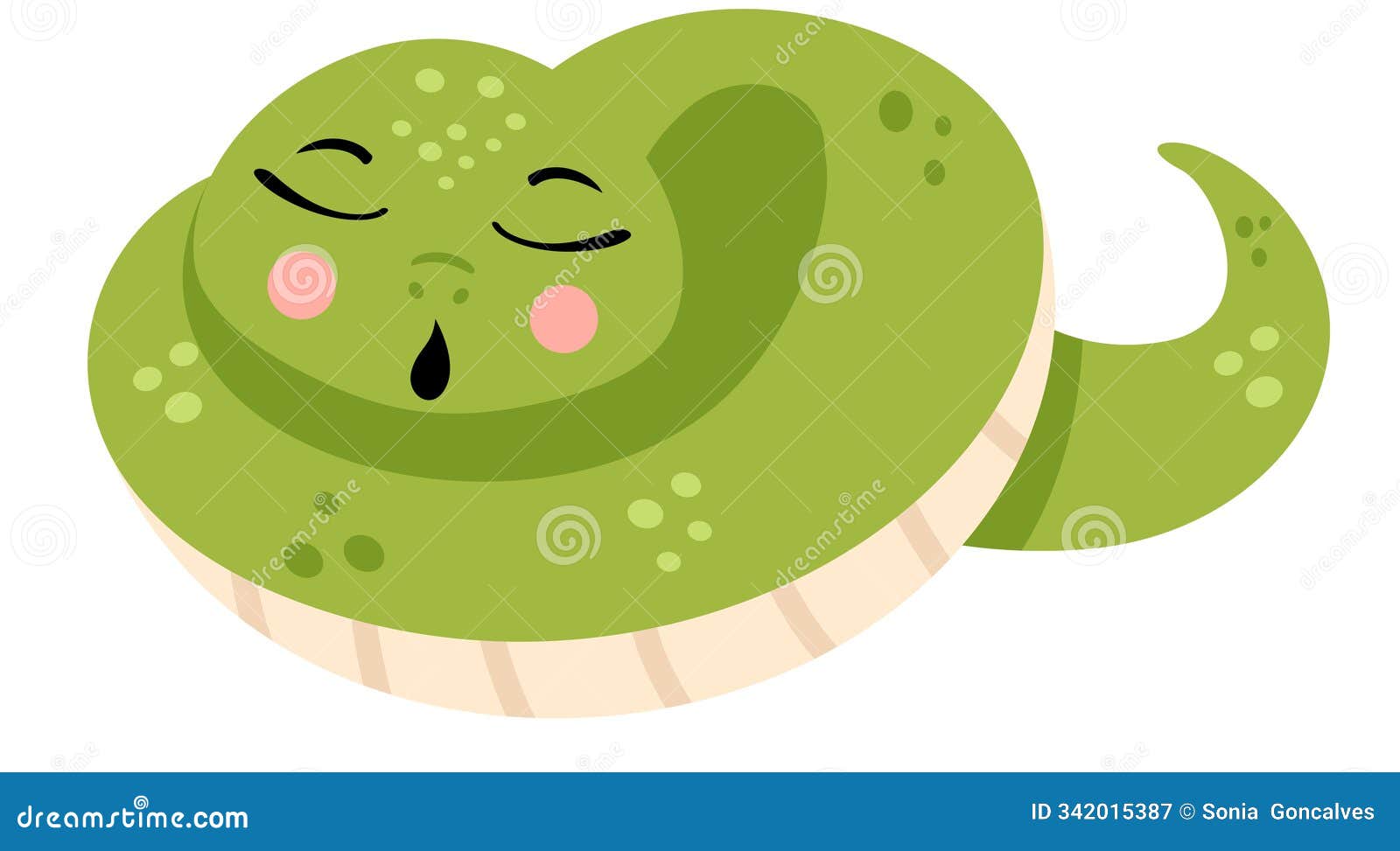 Cute and Friendly Green Snake Sleeping Stock Illustration ...