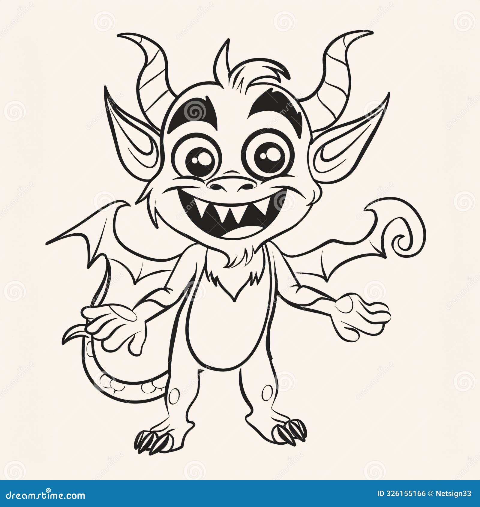 Cute Friendly Looking Devil - a Cartoon of a Monster Stock Illustration ...