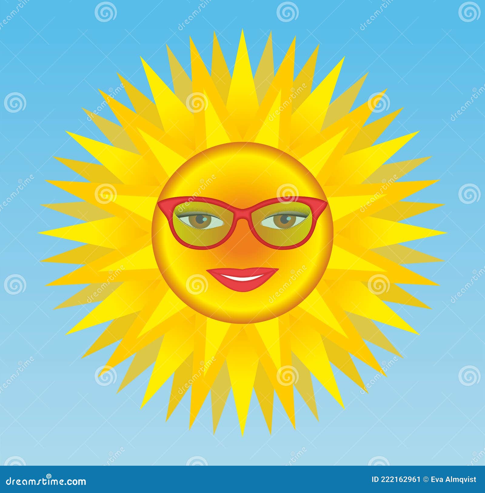 Cute and Friendly Looking Sun. Vector Illustration. Stock Vector ...