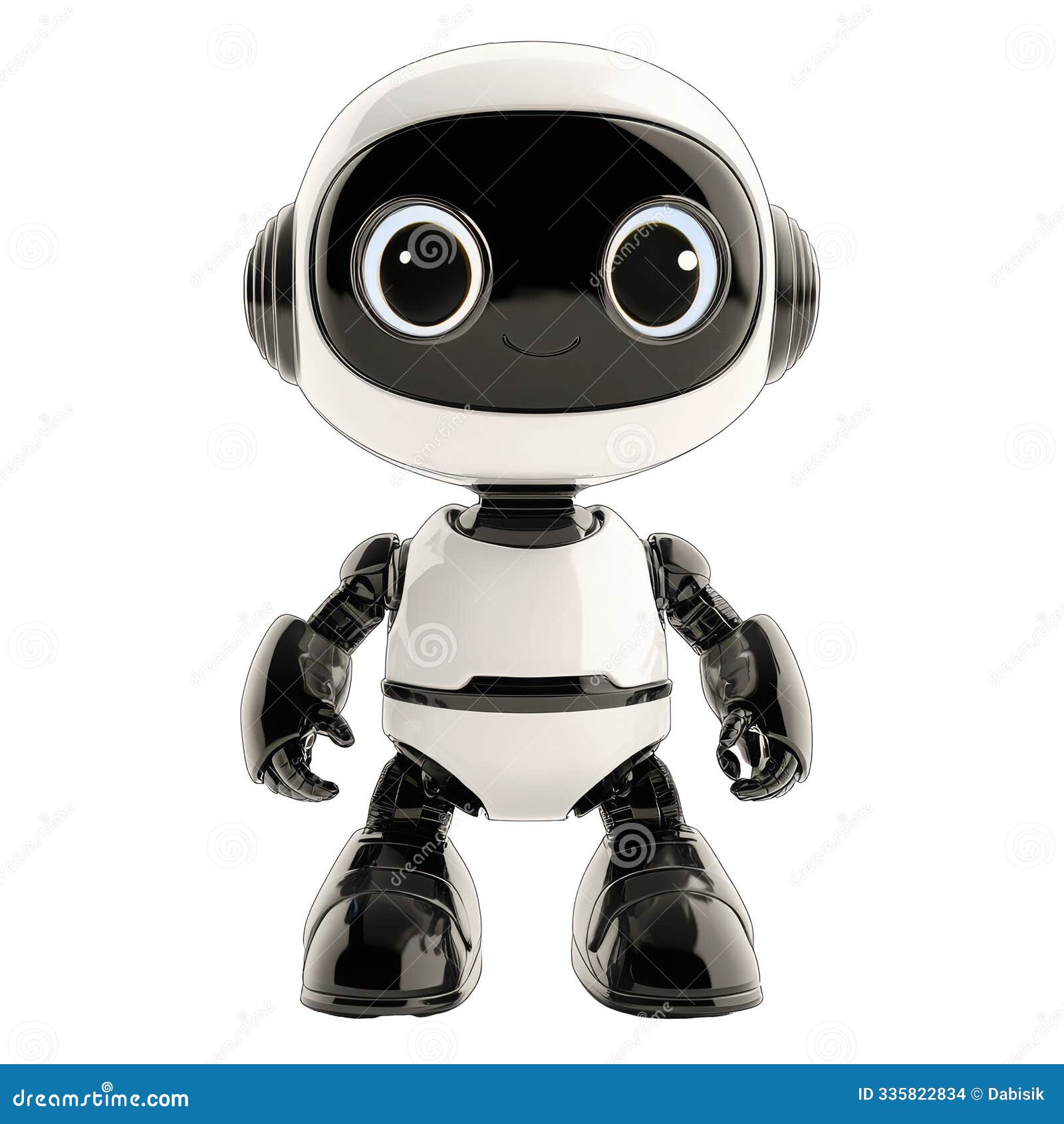 Cute Friendly Robot with Glowing Eyes Stock Photo - Image of isolated ...