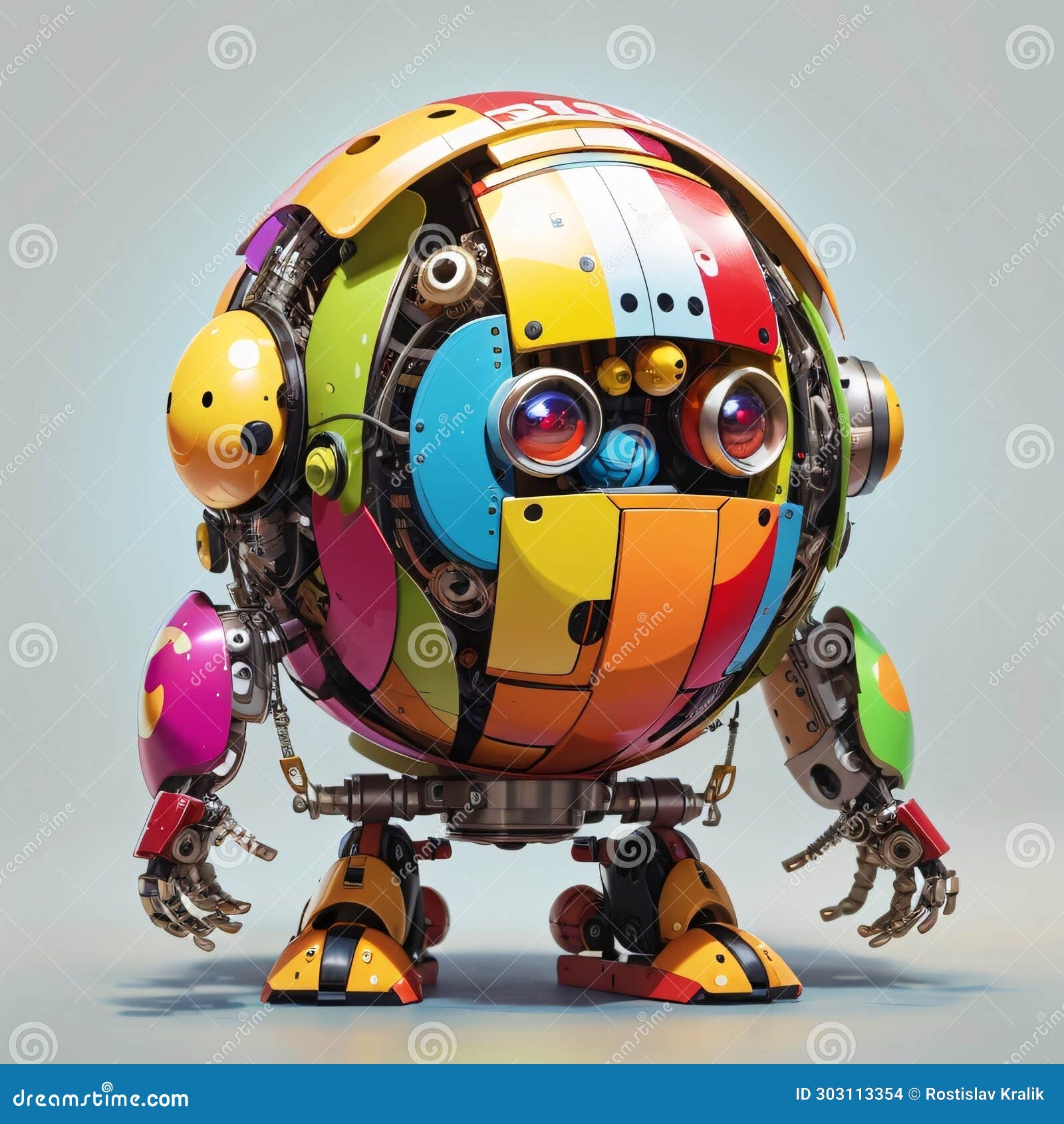 Cute and Friendly Robot Raising Hands To Greet Humans. Stock ...