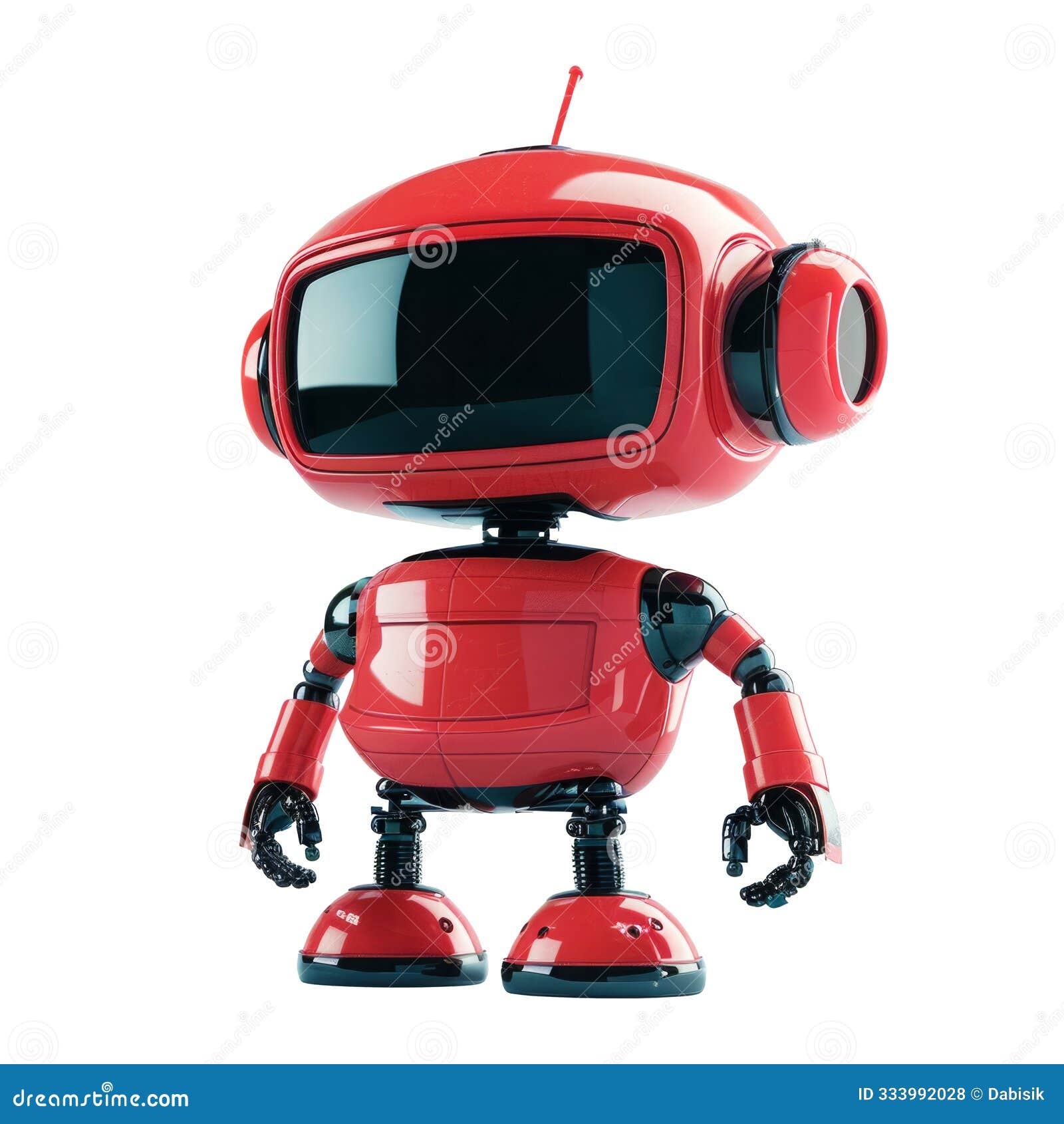 Cute Friendly Robot on White Background Stock Photo - Image of digital ...