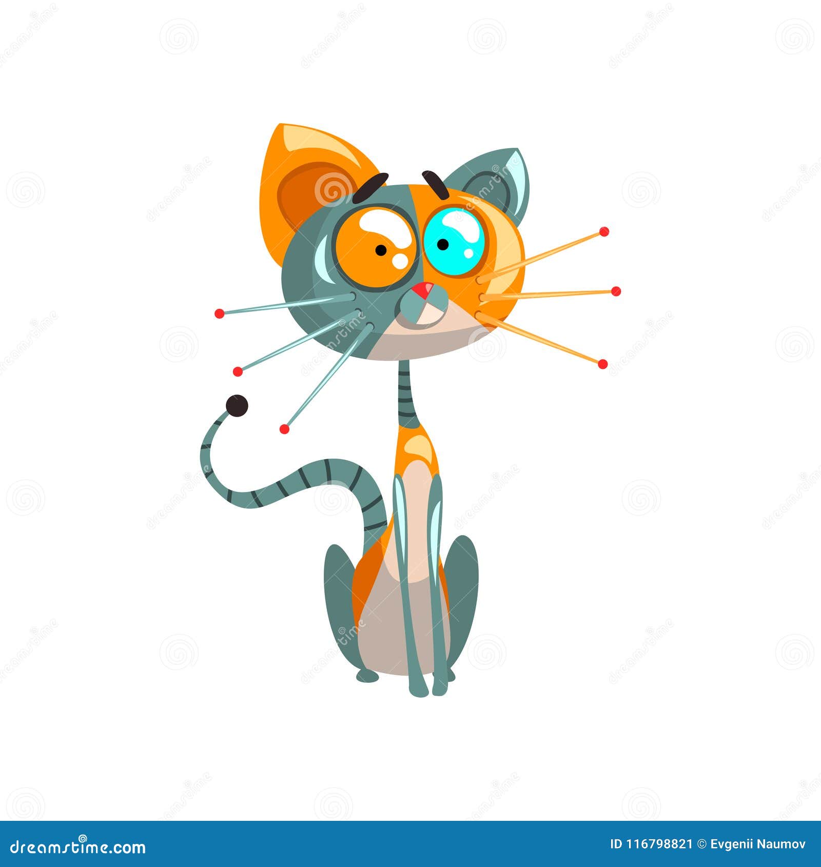 Cute Friendly Robotic Cat Sitting on the Floor, Artificial Intelligence ...