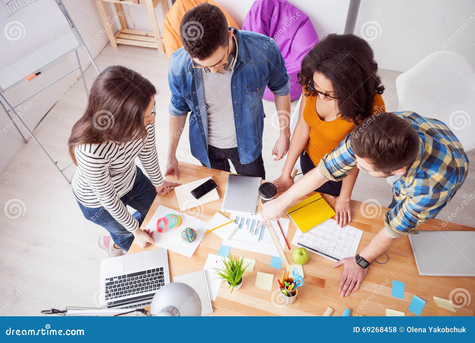 Cute Friendly Team is Discussing Plan of Work Stock Photo - Image of ...
